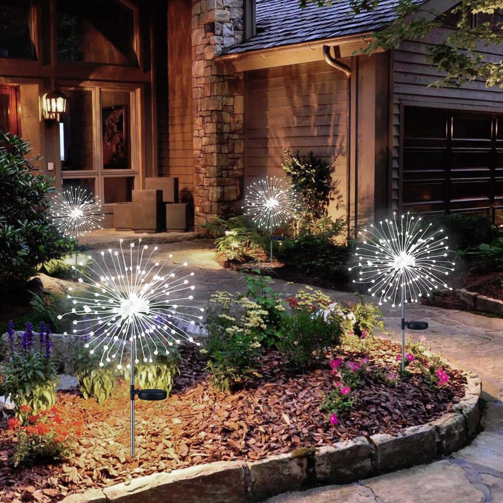 yumhum 2 Packs x120 LED Solar Firework Lights with Remote Control, 8 ...