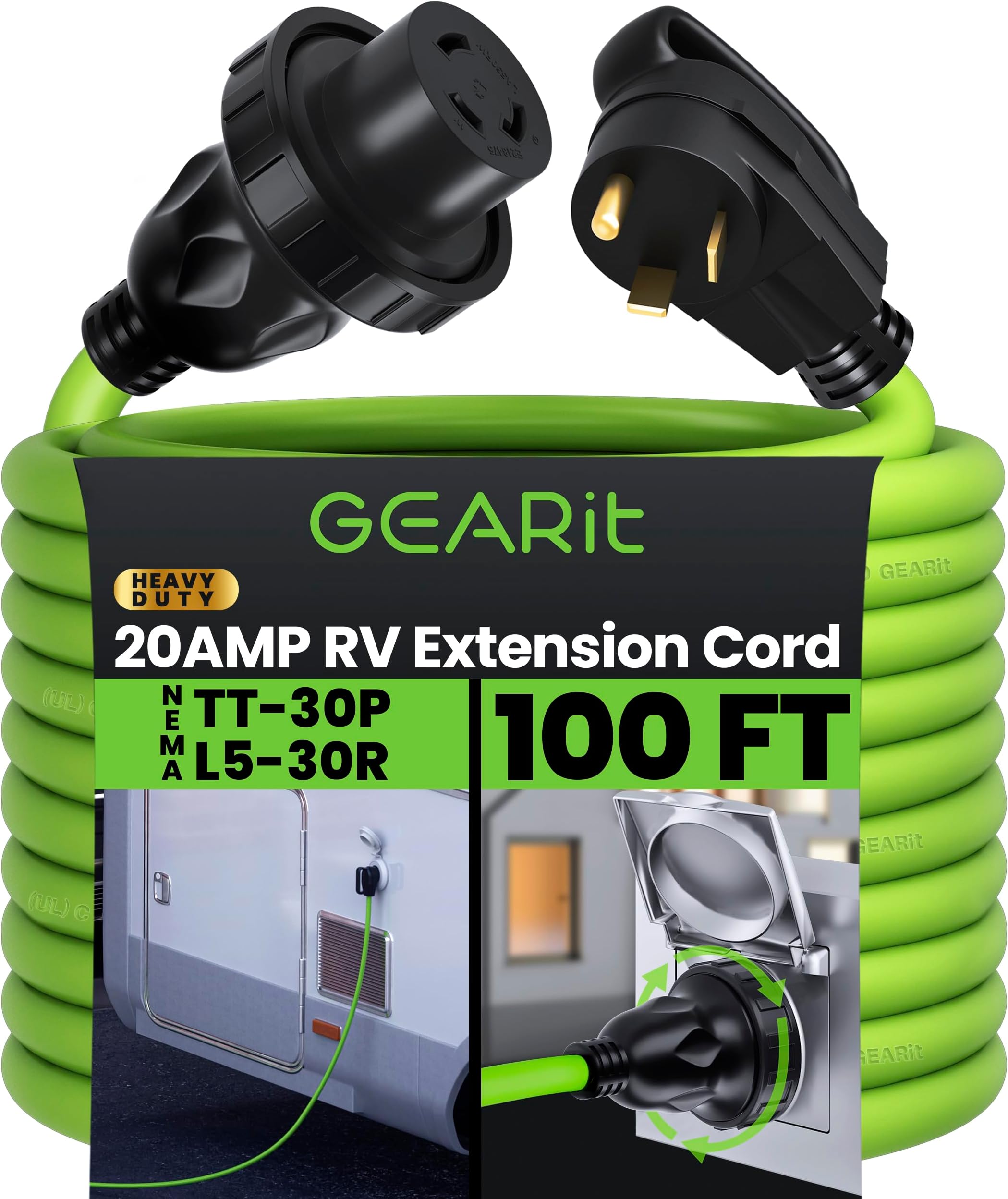 STRIGHT 100FT RV Extension Cord 30 Amp, RV Power Extension Cord NEMA TT ...