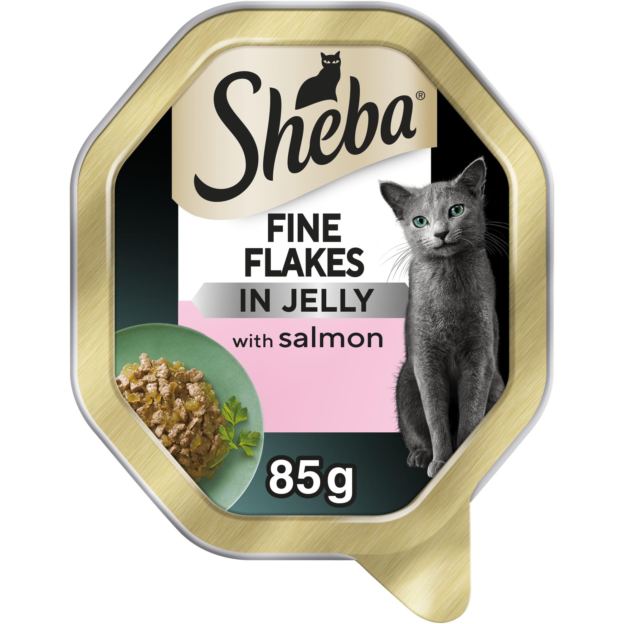 Sheba Fine Flakes Cat Food Tray with Salmon in Jelly 2x11x85g : Amazon ...