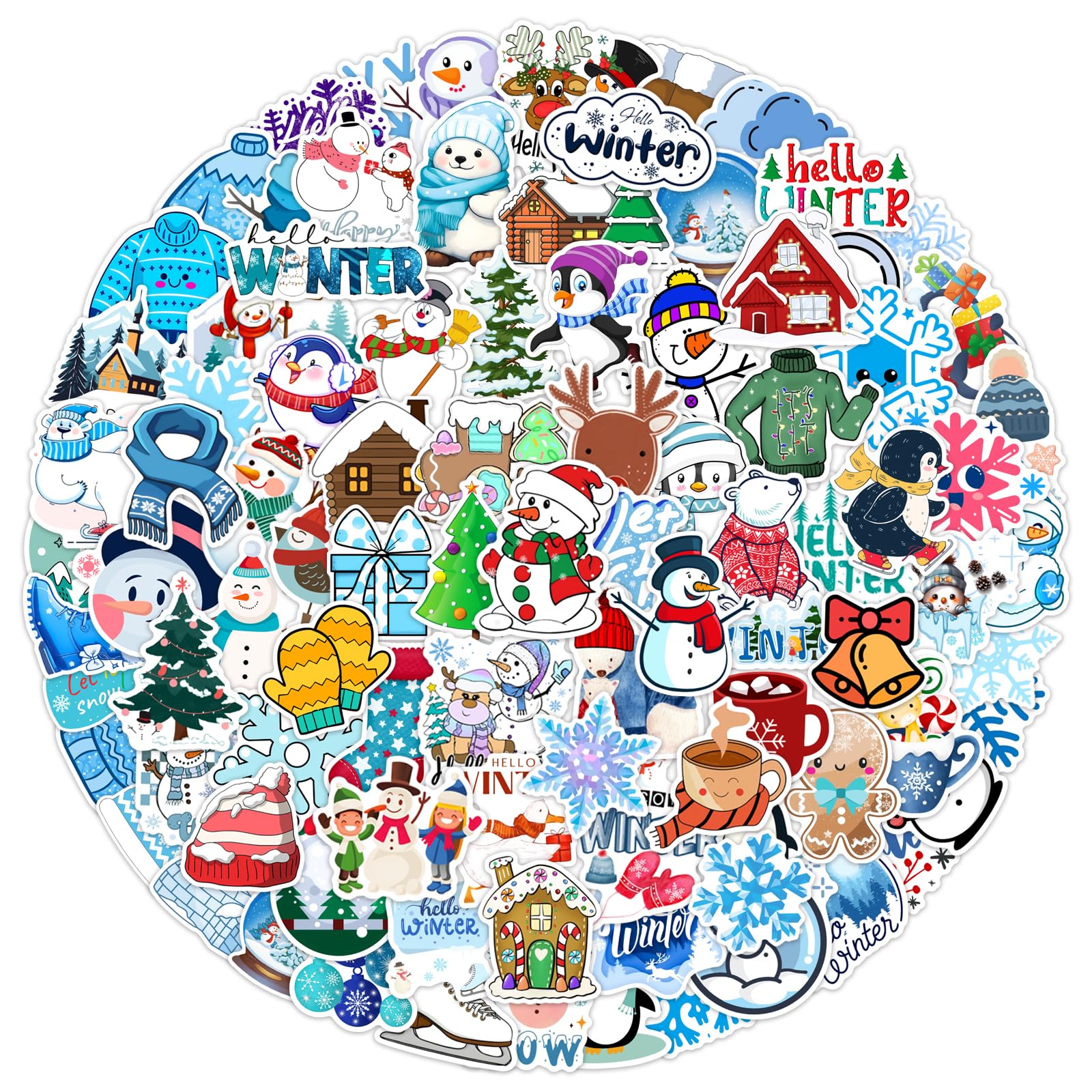 Amazon.com: XZENTIRA, 103 PCS Winter Stickers for Kids, Snowflake ...