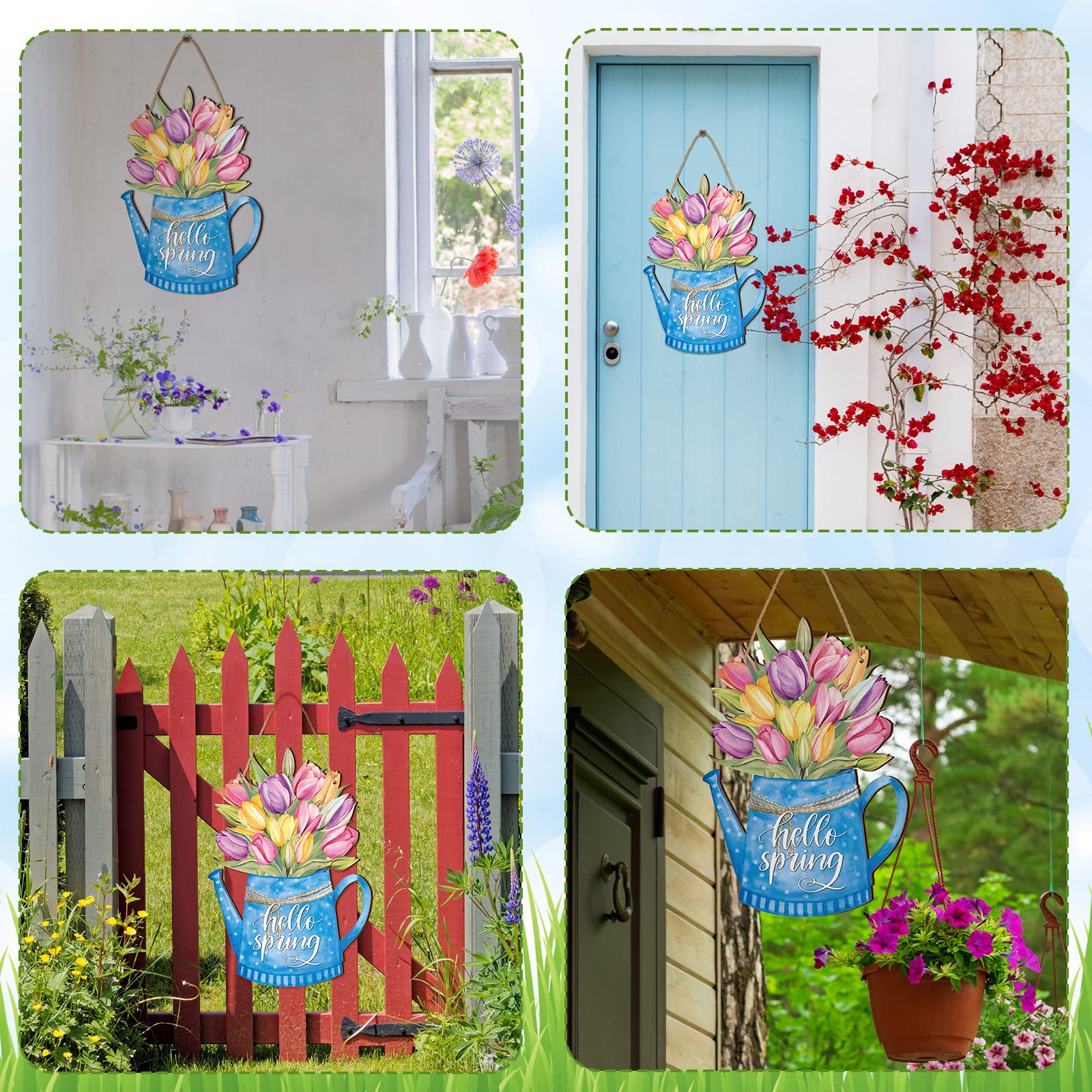 Snapklik.com : Spring Flower Door Sign Spring Door Decor Hello Spring ...