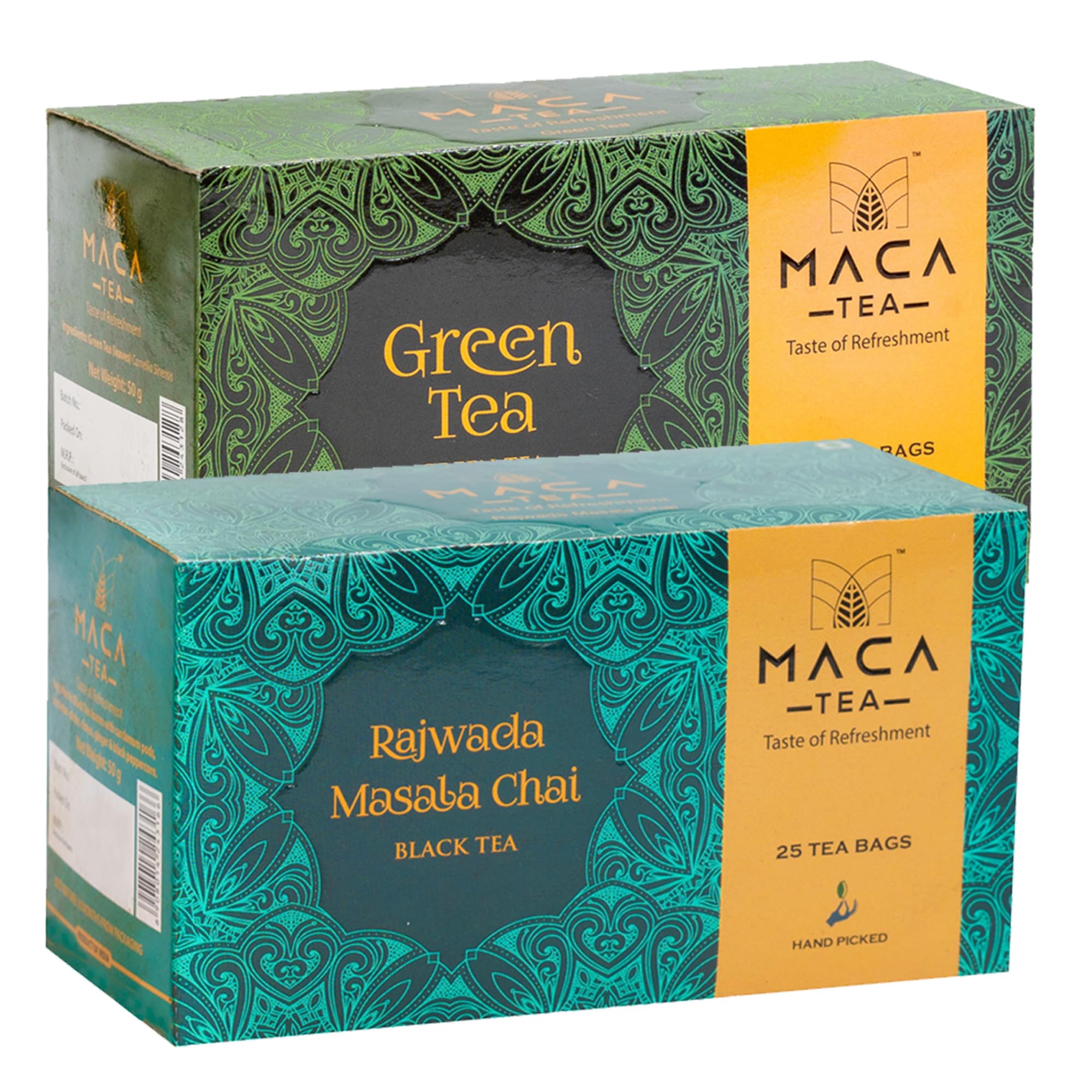 Maca Tea High Grade Green Tea & Rajwada Masala Tea Exclusive Combo (50g ...