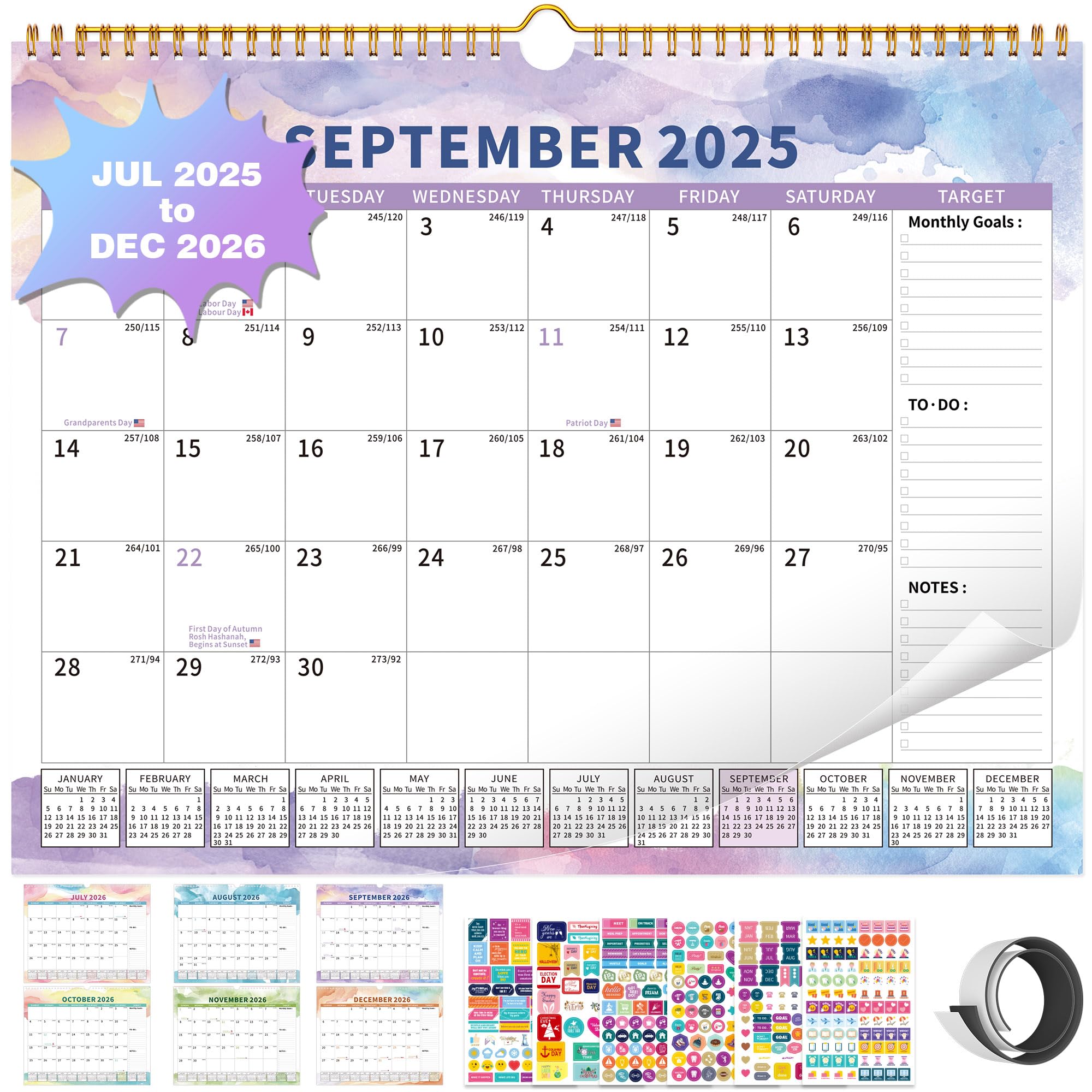 Snapklik.com : 2025 Wall Calendar Planner Hanging Spiral Bound Magnetic ...