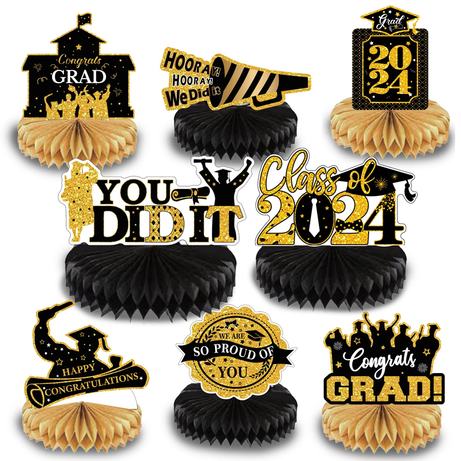Amazon.com: 8 PCS Graduation Honeycomb Table Toppers for Graduation ...