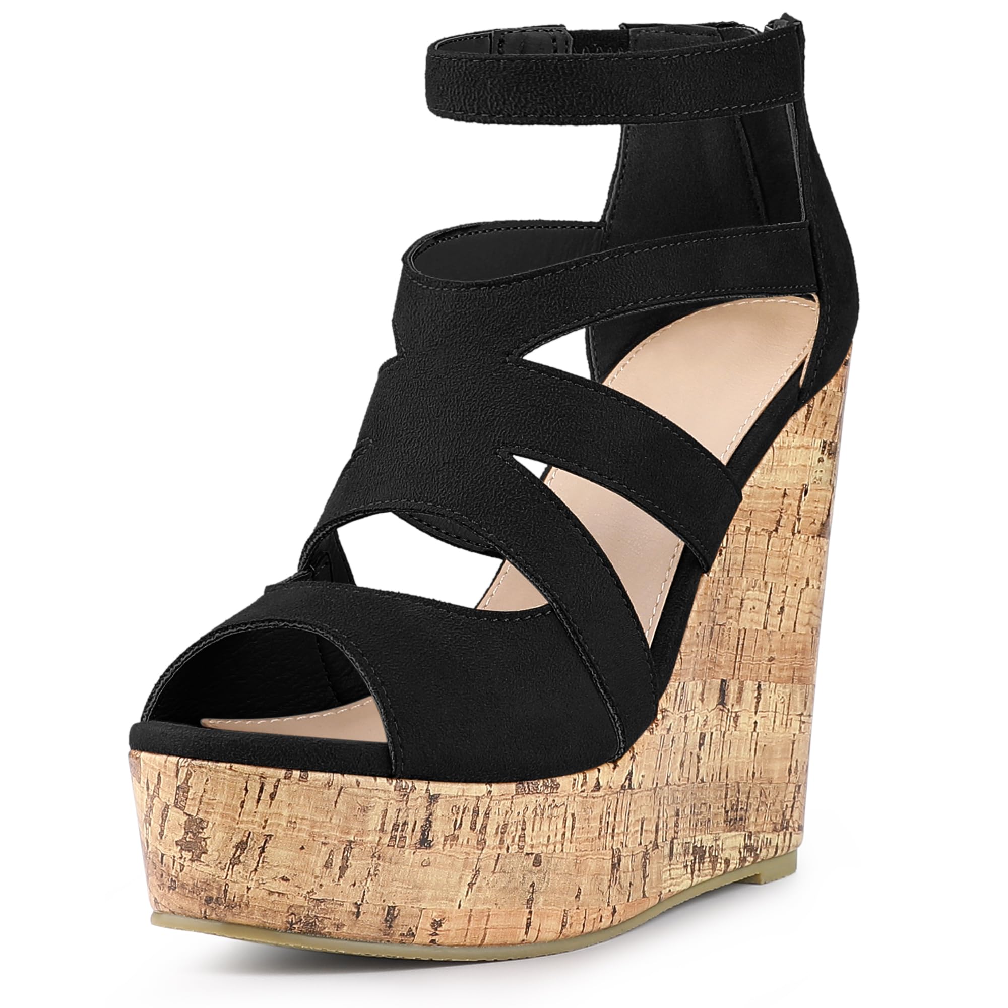 Amazon.com | Allegra K Women's Platform Peep Toe Cutout Caged Cork ...