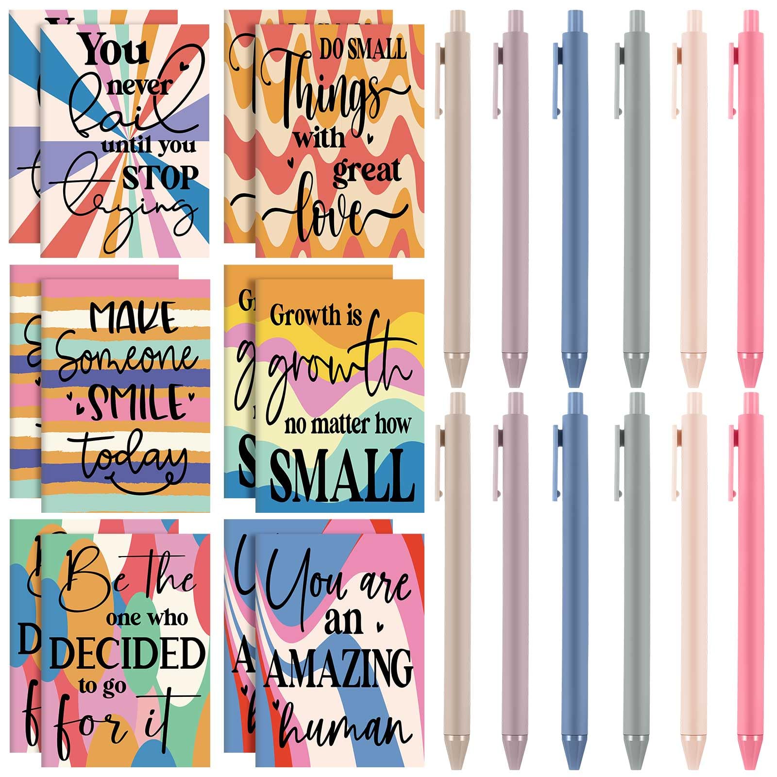 Snapklik.com : Teling 24 Pcs Inspirational Pen And Notepad 5 Inches 12 ...