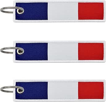 LLBFHH 3 Pcs France French Country Flag Keychain,Woven label Key Chains ...