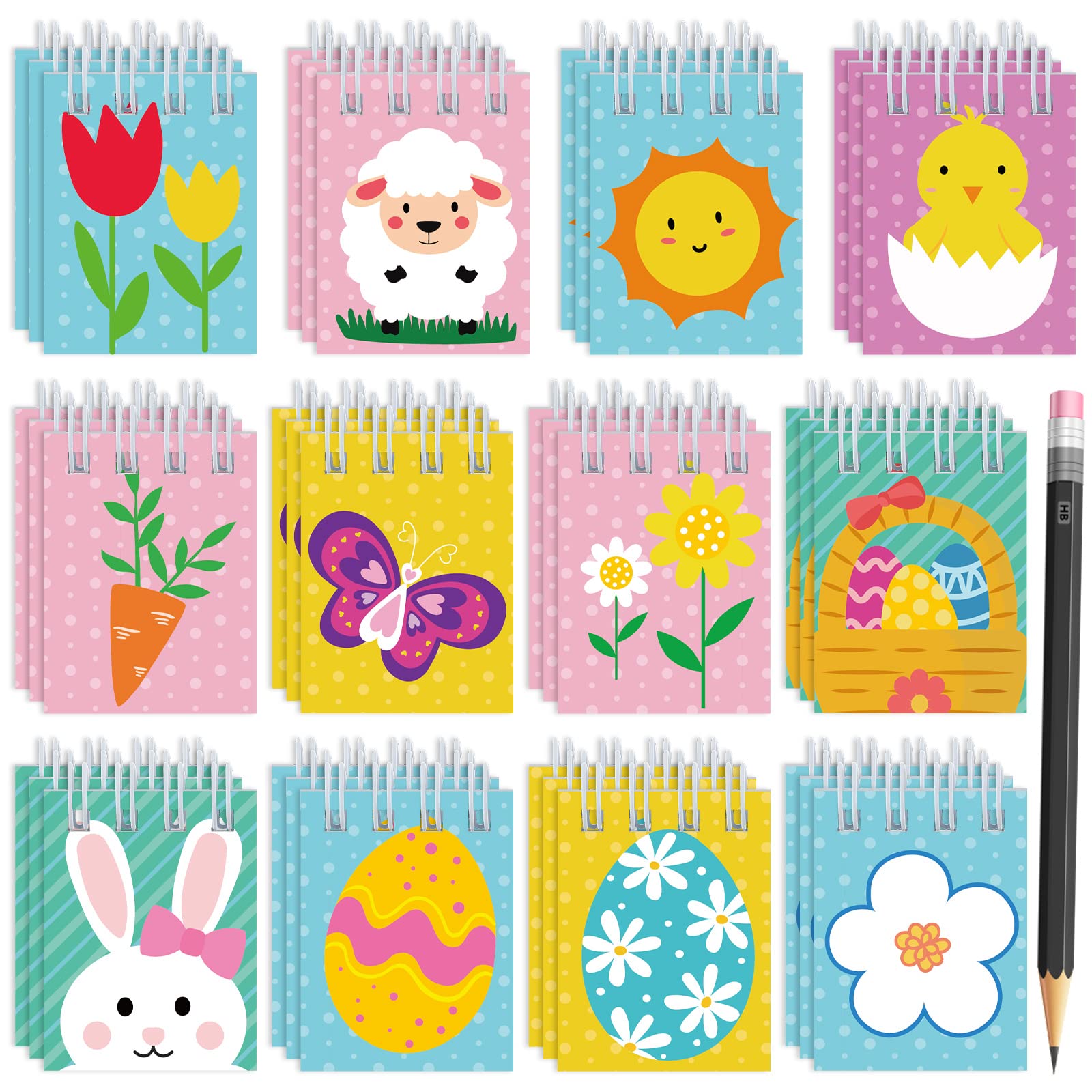 Amazon.com : 48 Pcs Mini Spiral Easter Notepads Set for Kids with Easter Designs Top Bound ...