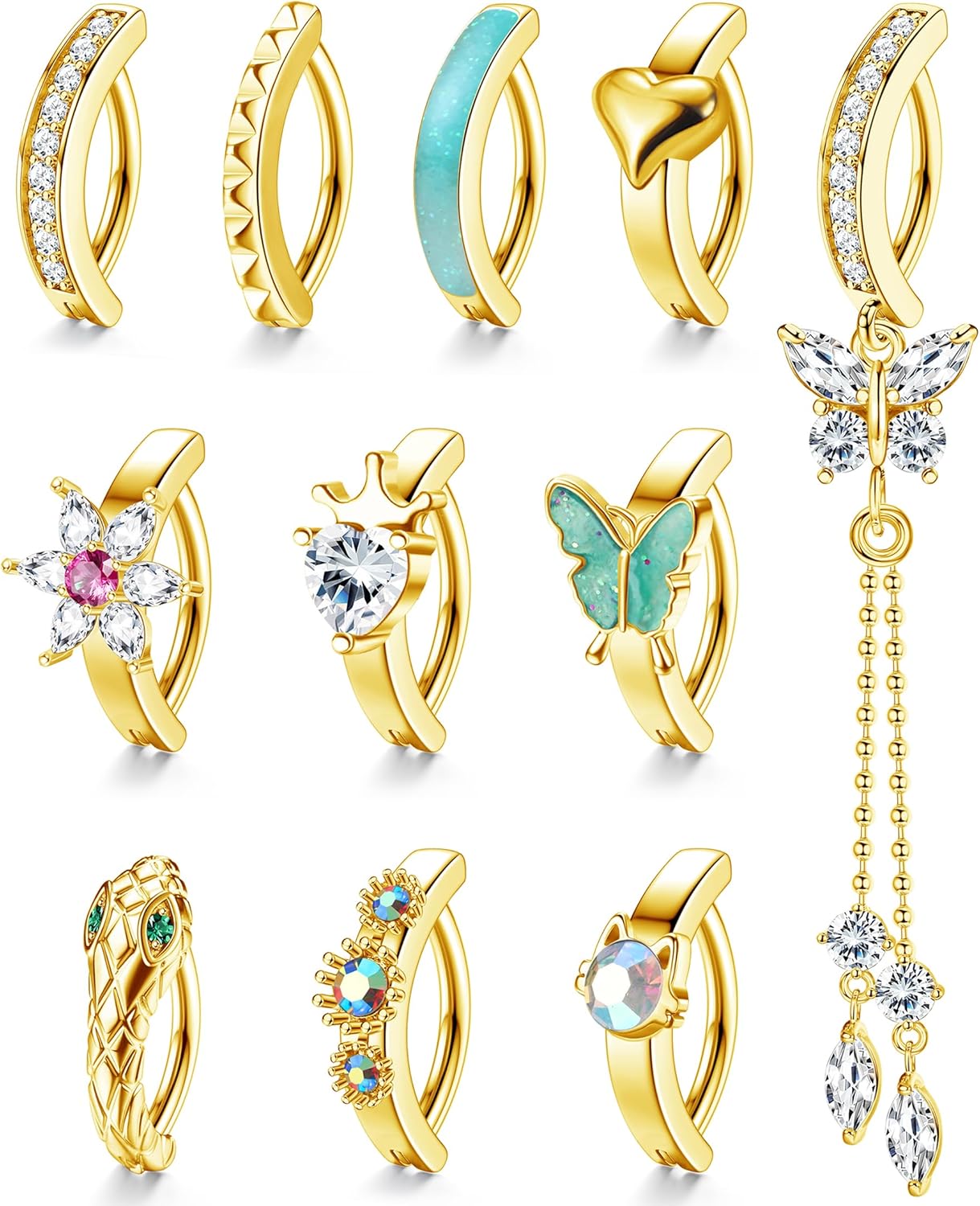 Amazon.com: BESTEEL 14G Clicker Belly Button Rings for Women Cute CZ ...