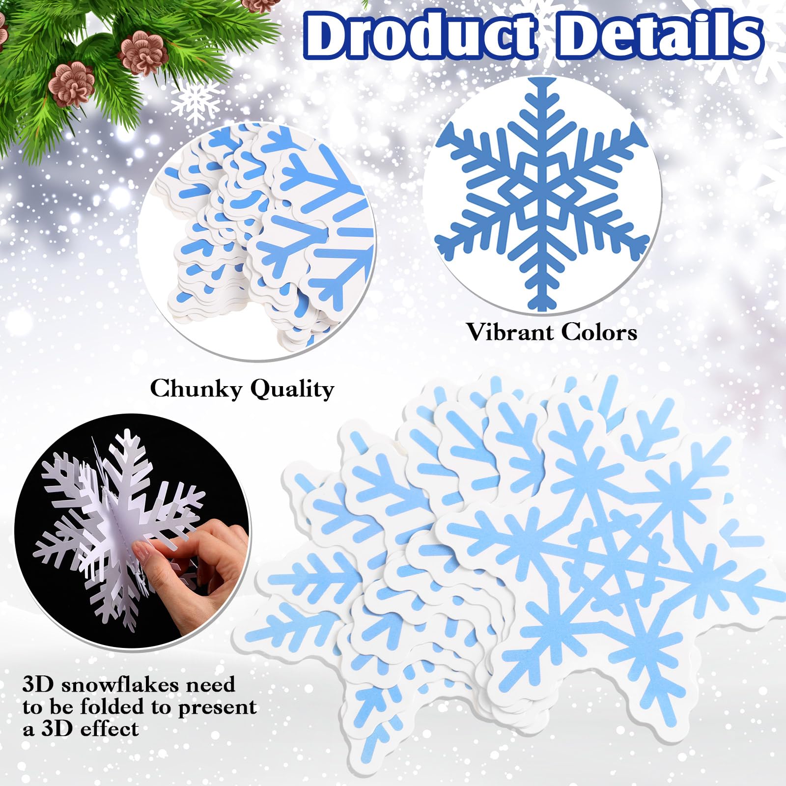 Snapklik.com : 78 Pcs 3D Snowflake Bulletin Board Cutouts Set Winter ...