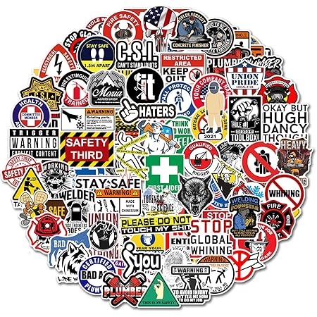 Amazon.com: N.1 50Pcs Hard Hat Stickers Funny Vinyl Tool Box Sticker ...