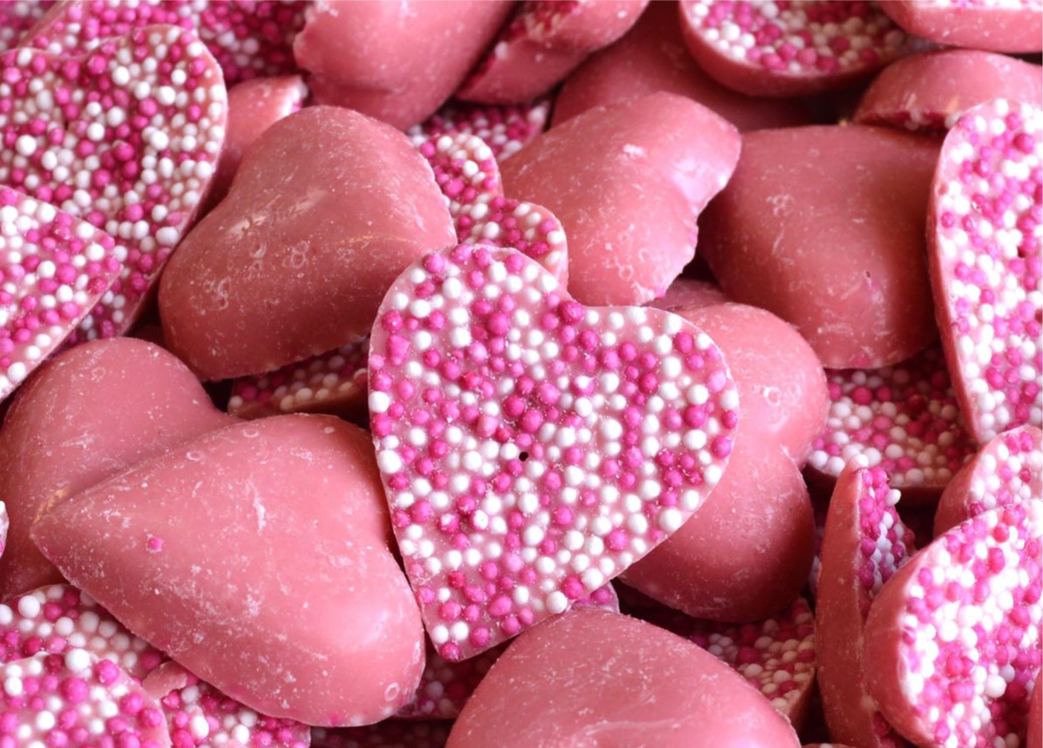 1kg Hannahs Strawberry Flavour Pink Chocolate Hearts Candy Pick & Mix ...