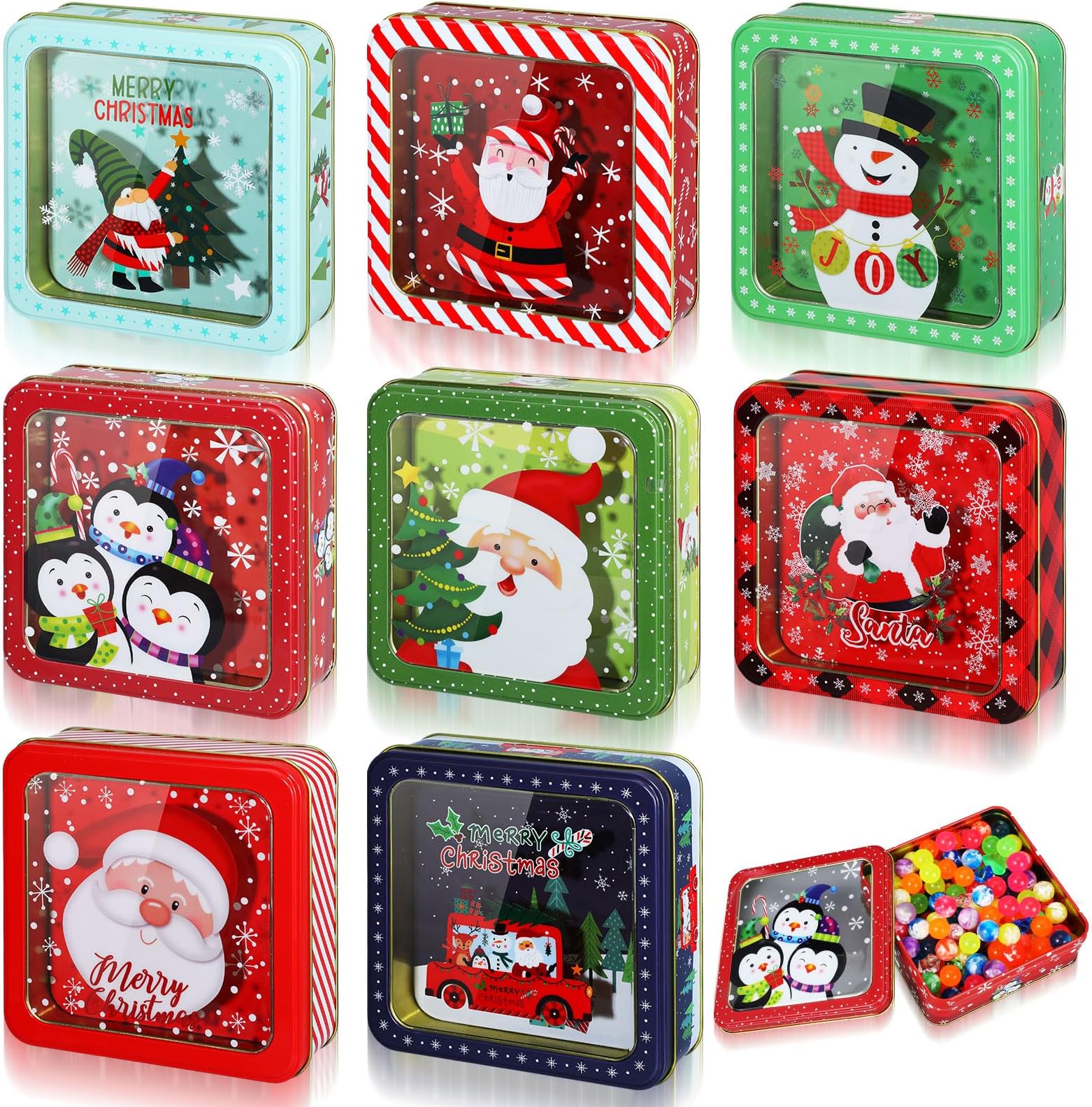 Amazon.com: 6 PCS Christmas Tin Box, Metal Cookie Tins with Lids, Xmas ...