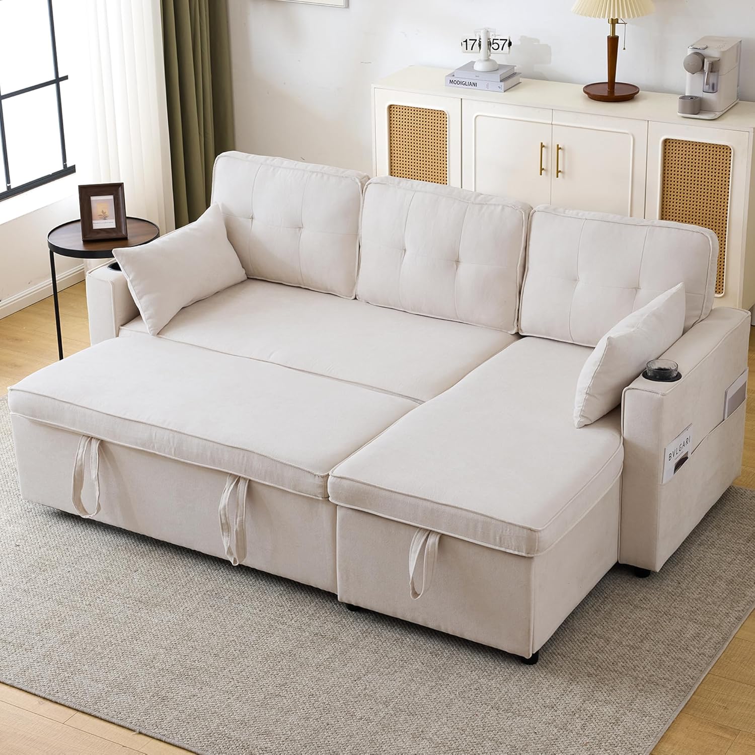 3 In 1 Convertible Sofa Bed Sleeper with Storage, 3 Seater L Shaped ...