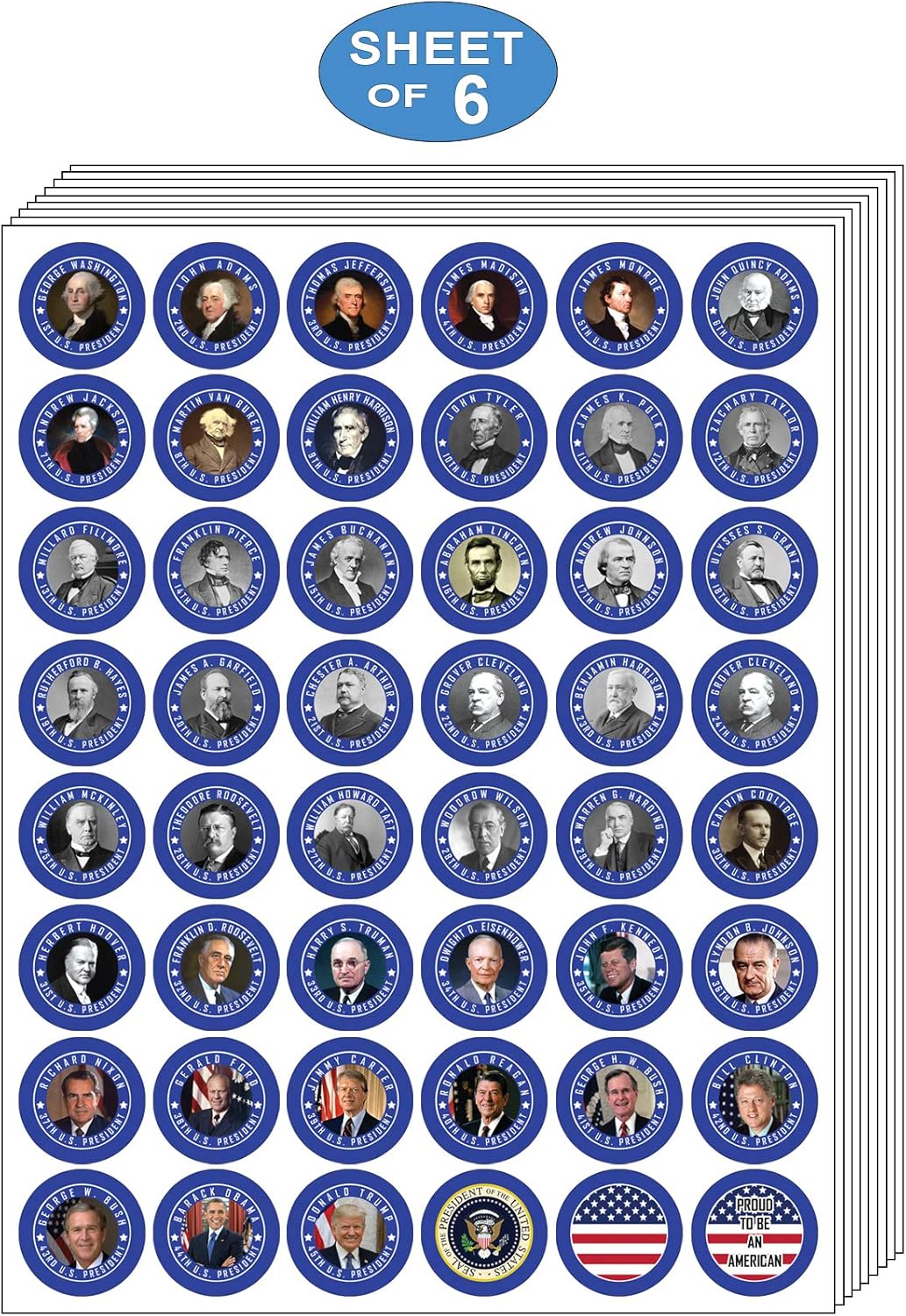 Presidents of The United States Stickers (2-Set)-Unique Stocking ...