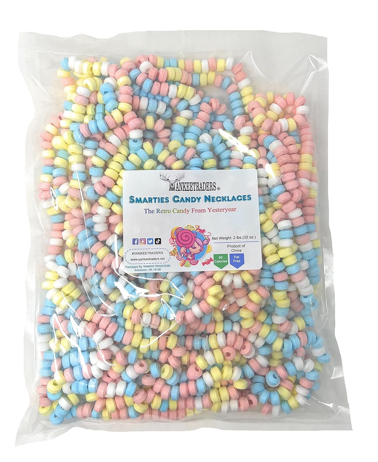 Amazon.com : Smarties Candy Necklaces, Unwrapped, 2 Pound Bulk Bag ...