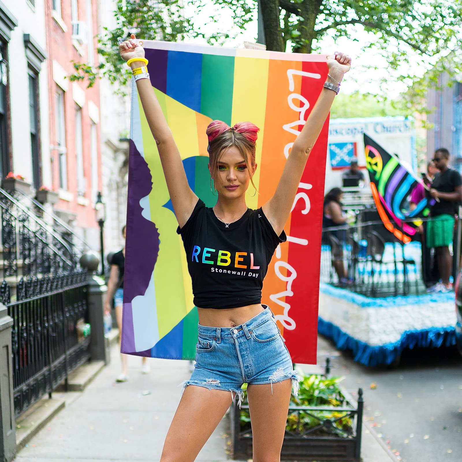GORVELL 5ft x 3ft Pride Flag, Love is Love LGBT LGBTQ Pride Bunting ...