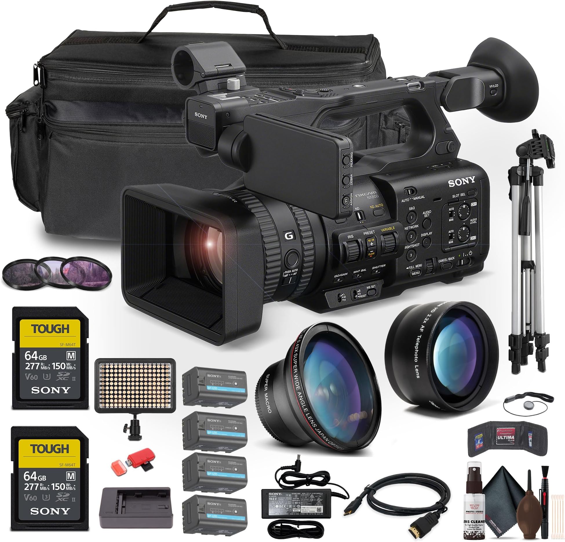 Amazon.com : Sony HXR-NX800 4K HDR 1" Sensor NXCAM Camcorder W/ 3 x BP ...