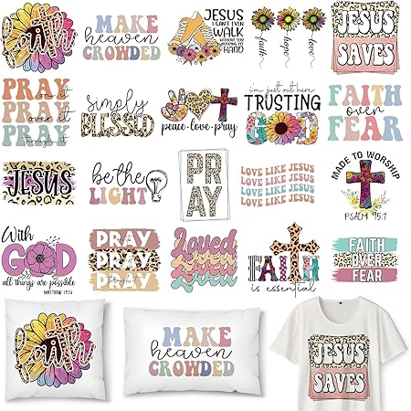 Amazon.com: 20 Sheet Jesus Heat Transfer Vinyl Assorted Christian Iron ...