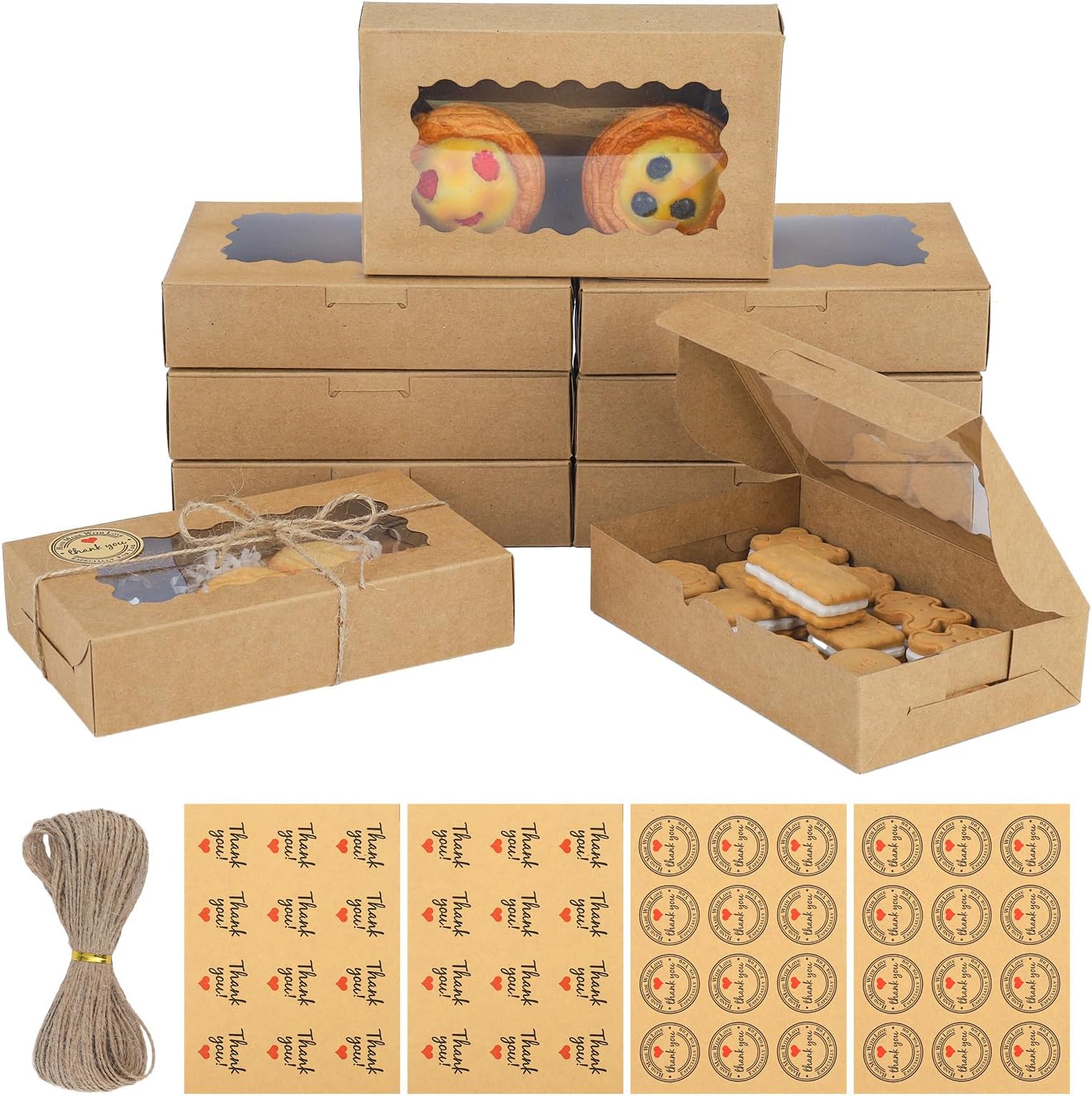 Amazon.com: GGSTDDUP 24 PCS 7x4.3x1.5 Inch Brown Cookie Box with Window ...