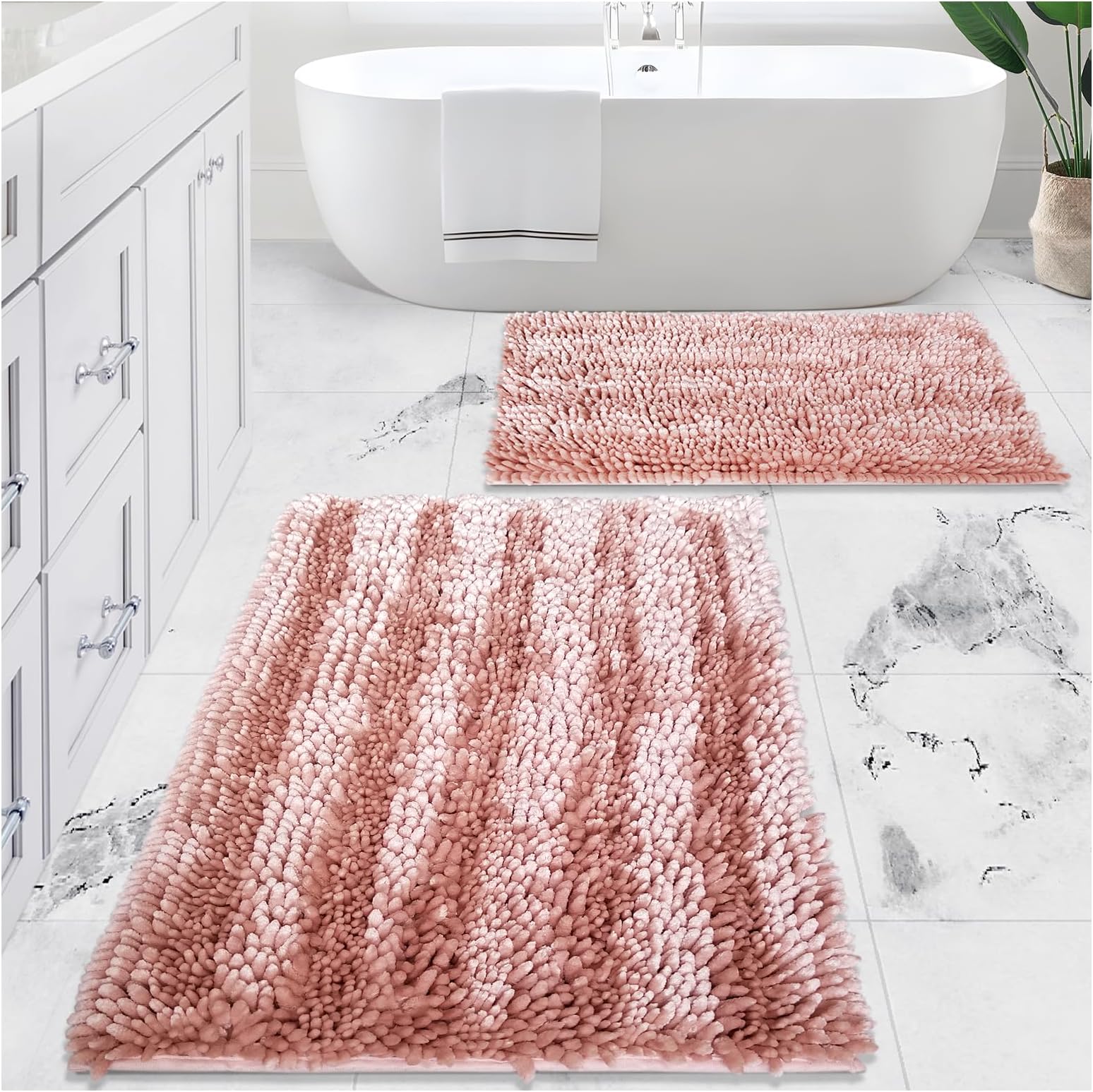 Amazon.com: PureSwan Dusty Rose Bathroom Rugs Sets 2 Piece – Absorbent ...