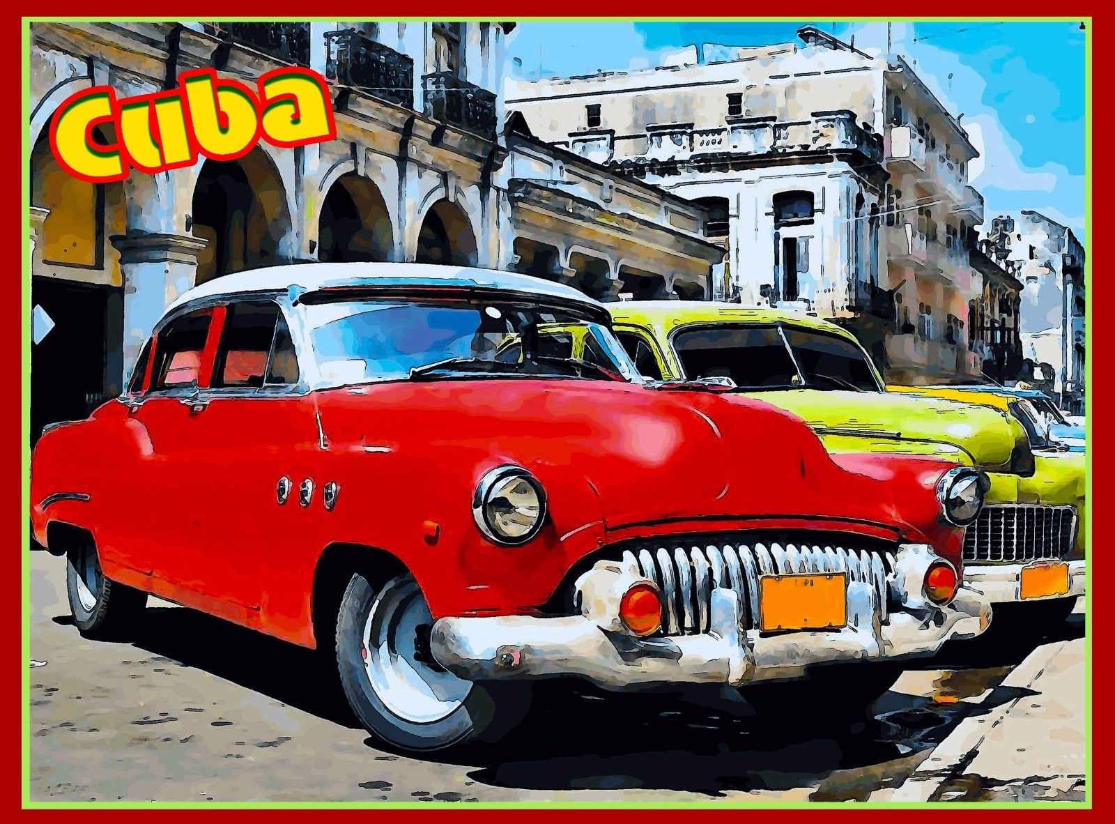 Amazon.com - Magnet Cuba Cuban Havana Island Habana Red Car Caribbean ...