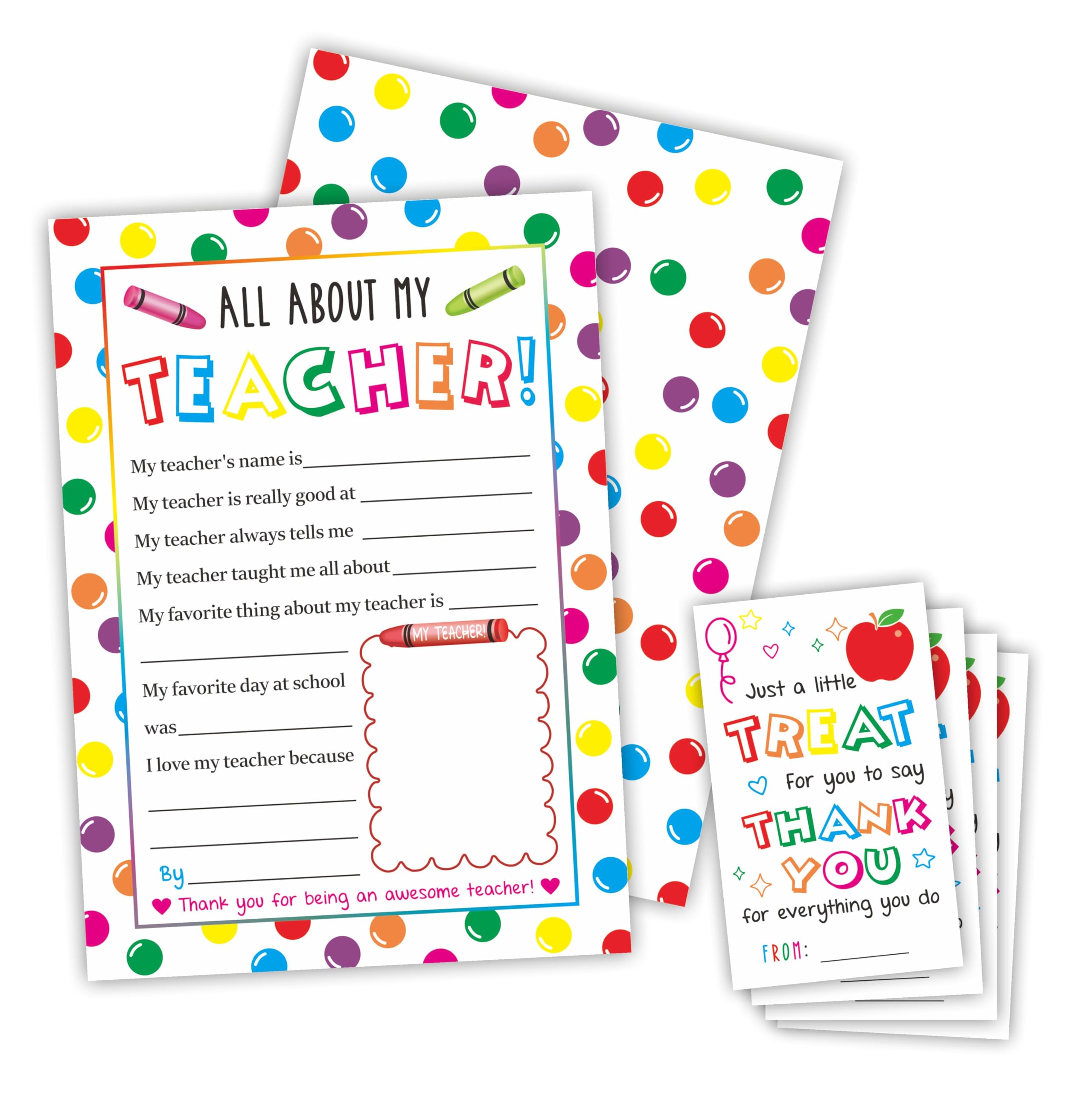 Amazon.com : Colorful Wave Points Teacher Appreciation Card Kit - All ...