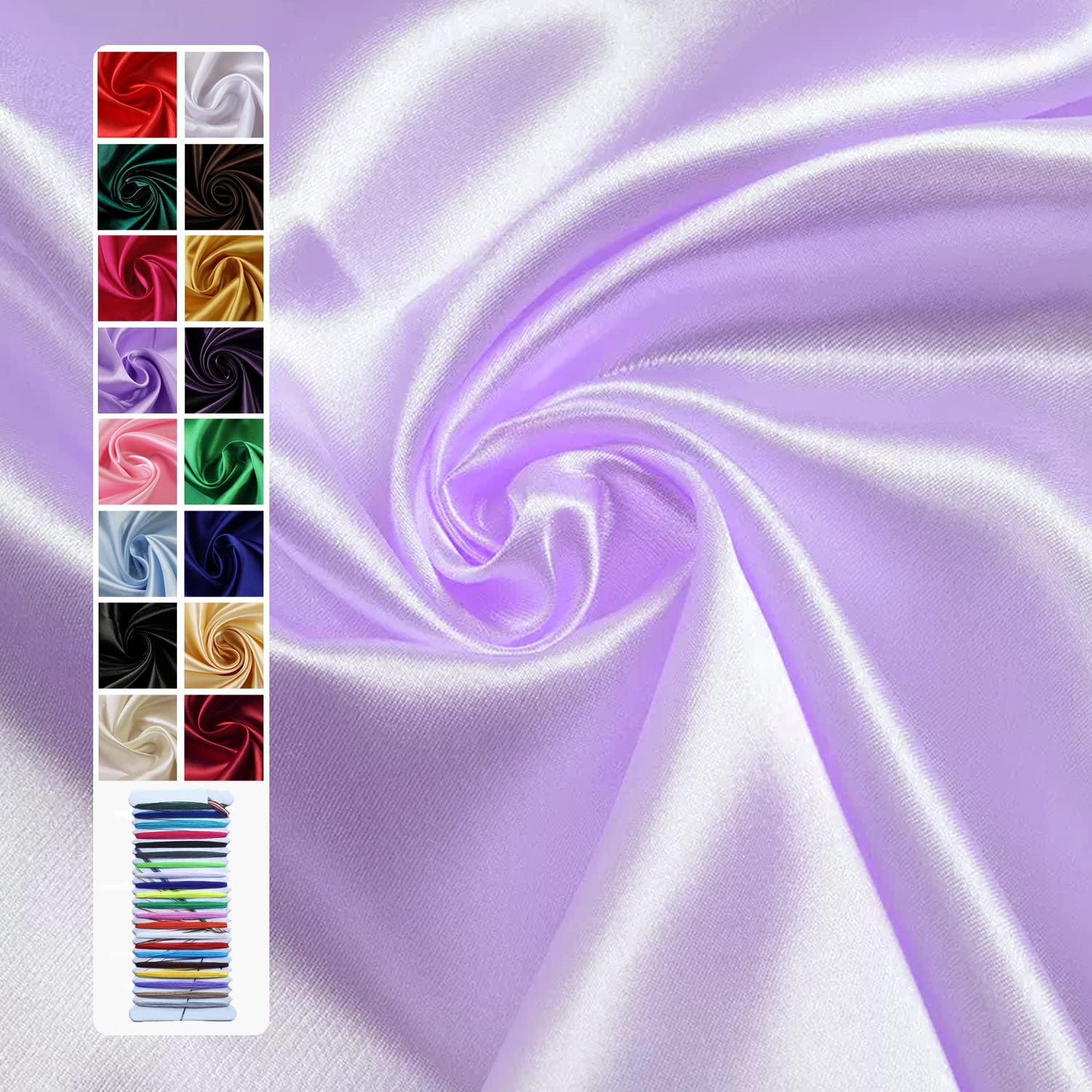 Amazon.com: Lavender Satin Fabric 60 Inch by 1 Yards Solid Silky ...