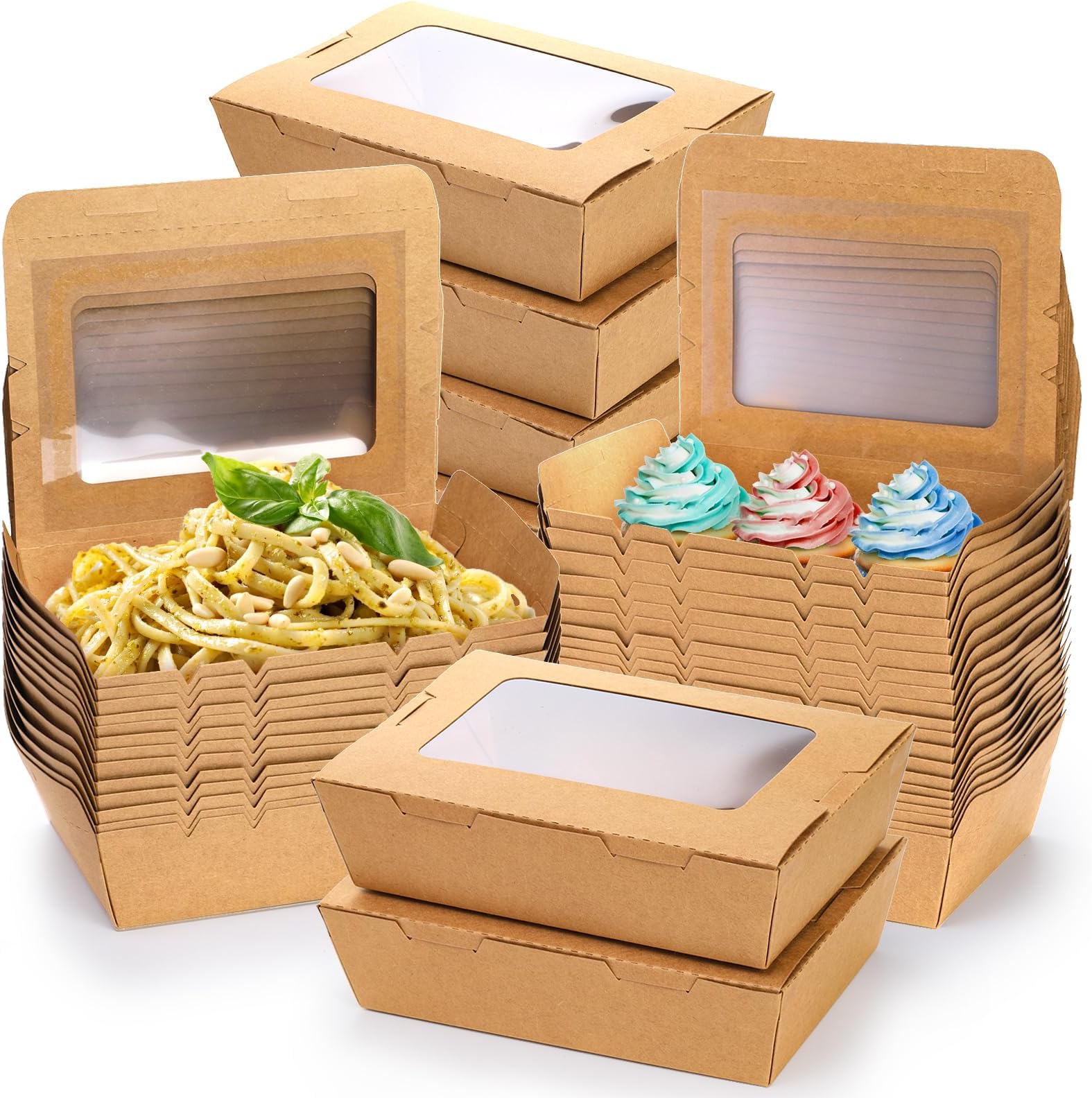 Amazon.com: Cezoyx 50 Pack Take Out Food Containers with Window, 40 Oz ...