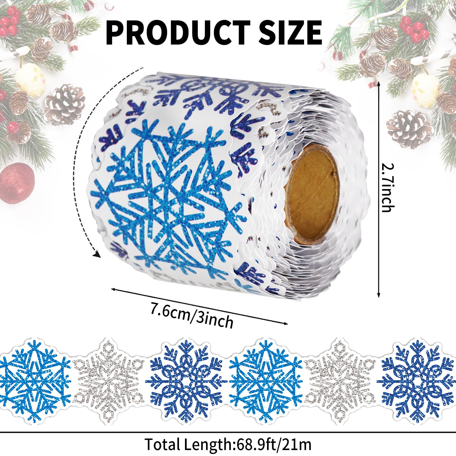 Snapklik.com : 68.9 Feet Winter Snowflake Bulletin Board Borders, Shine ...