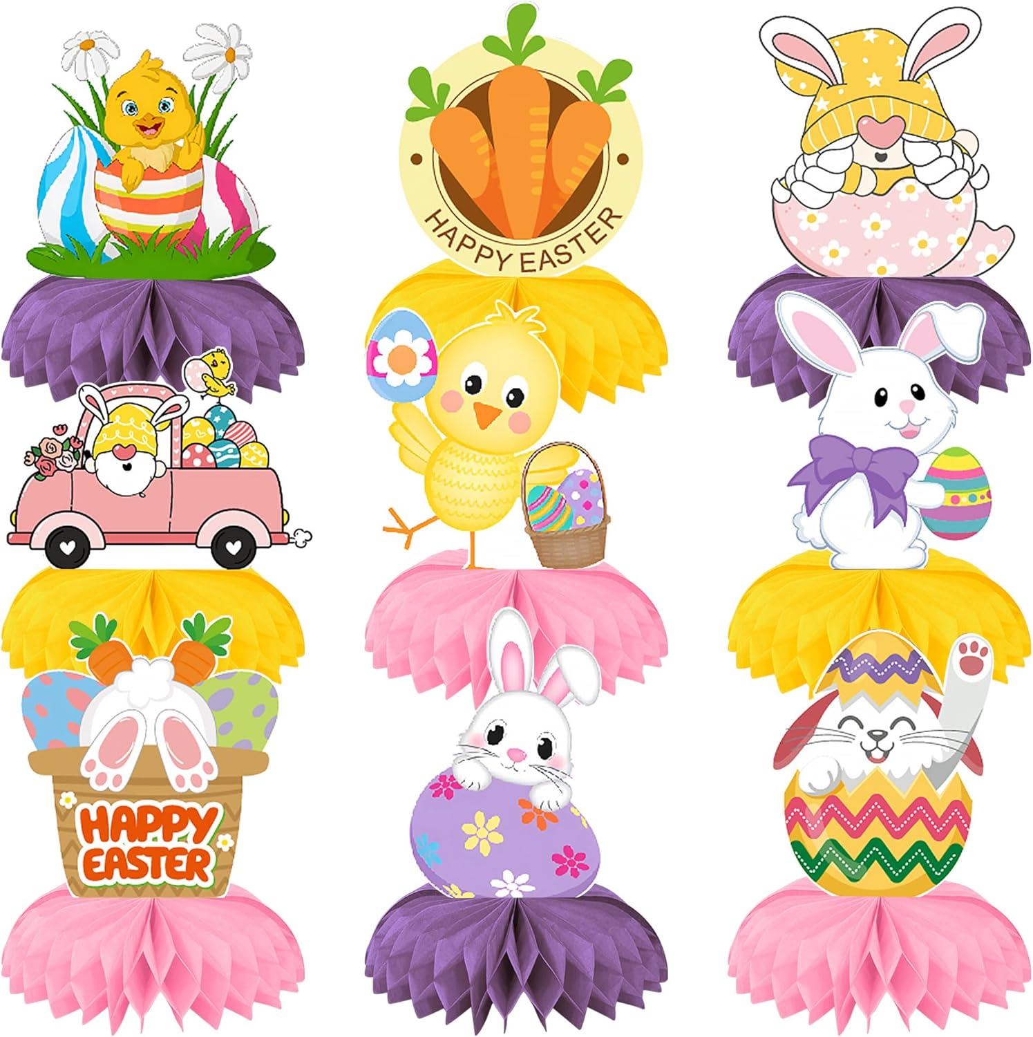 Amazon.com: Lucleag 9Pcs Easter Honeycomb Centerpiece Party Decoration ...