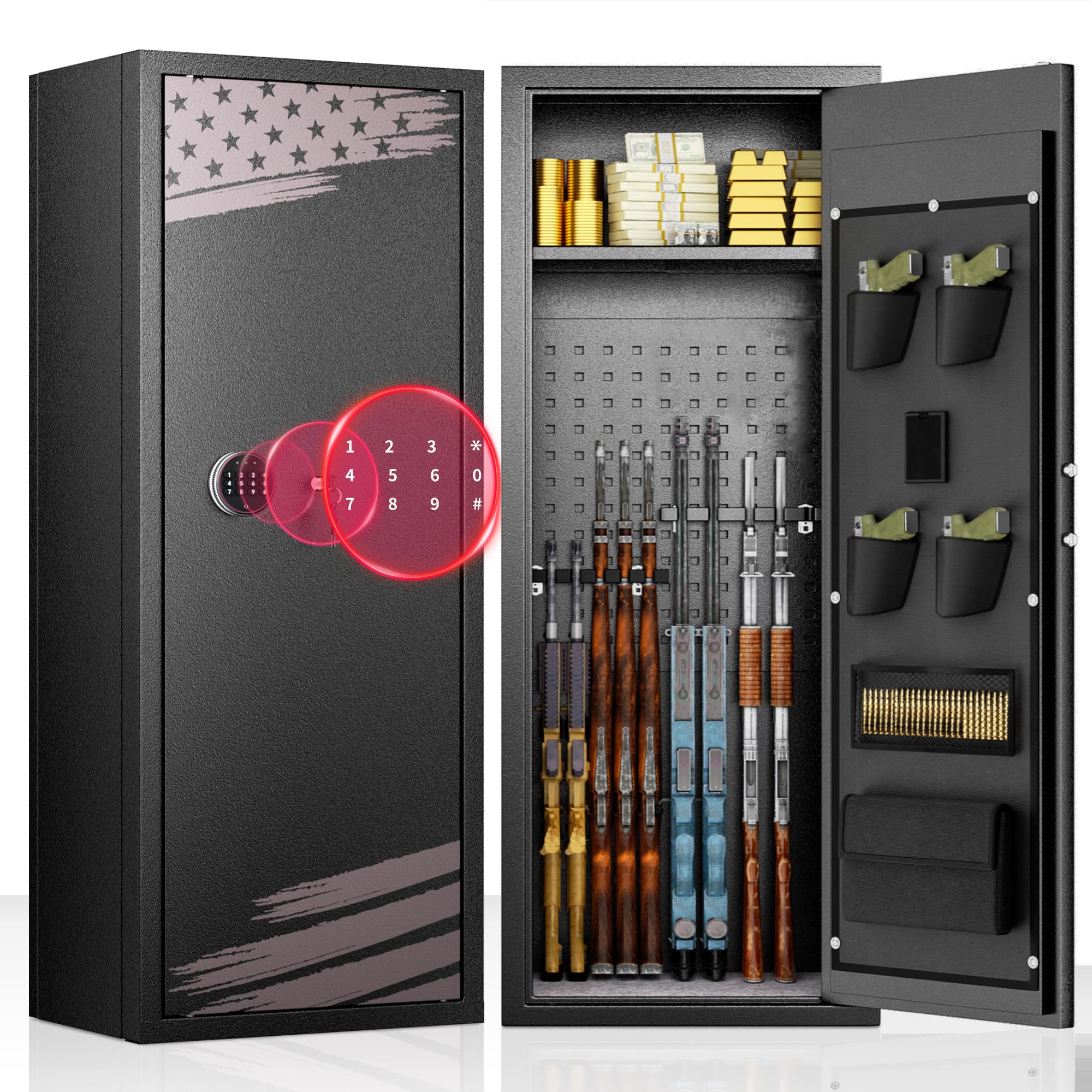 Gun Safe For Rifles INTERGREAT 8-10 Rifle Gun Safe With Keypad ...