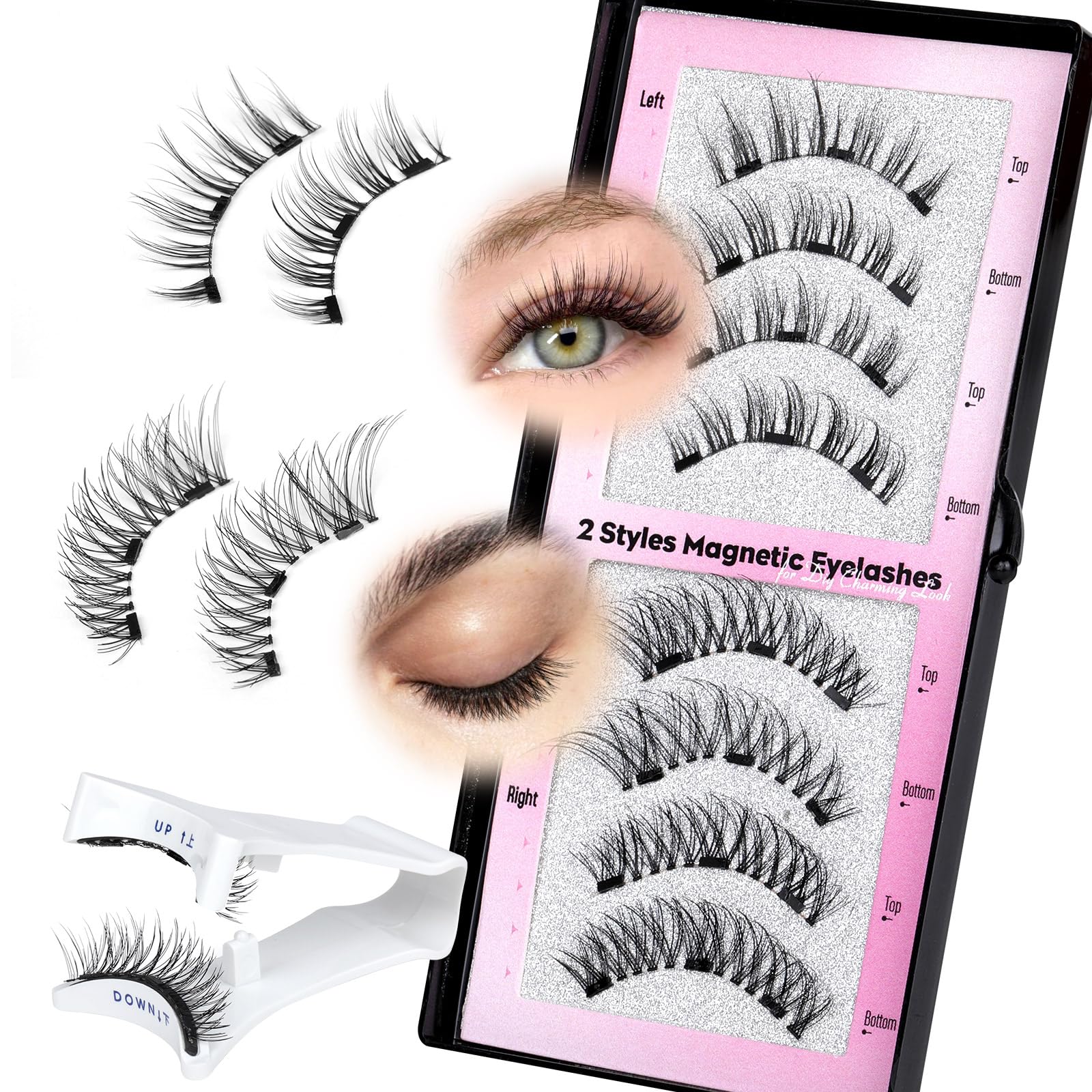 Magnetic Eyelashes Natural Look Wispy Magnetic Lashes with Applicator ...