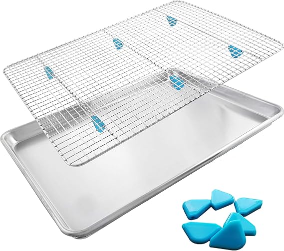 Amazon.com: Baking Sheet with Wire Rack Set - Exclusive Silicone Feet ...