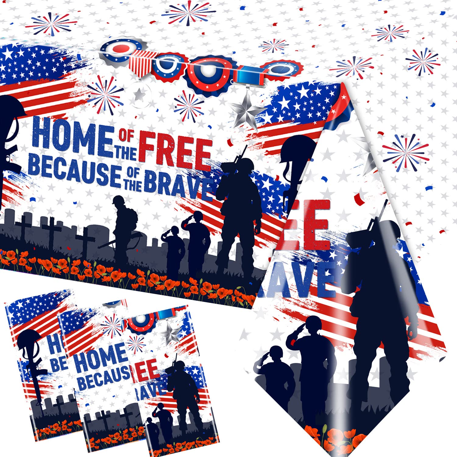 Amazon.com: GREHUMOR Veterans Day Decorations Tablecloth 3Pcs ...