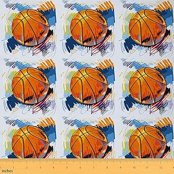 Amazon.com: Kids Basketball Upholstery Fabric, Games Sports Theme ...