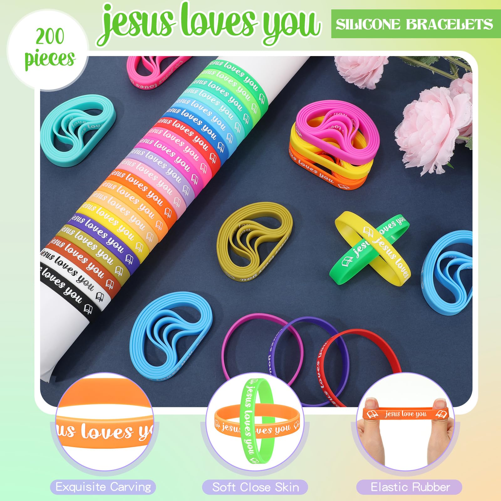 Snapklik.com : Jerify 200 Pcs Jesus Loves You Silicone Bracelet ...