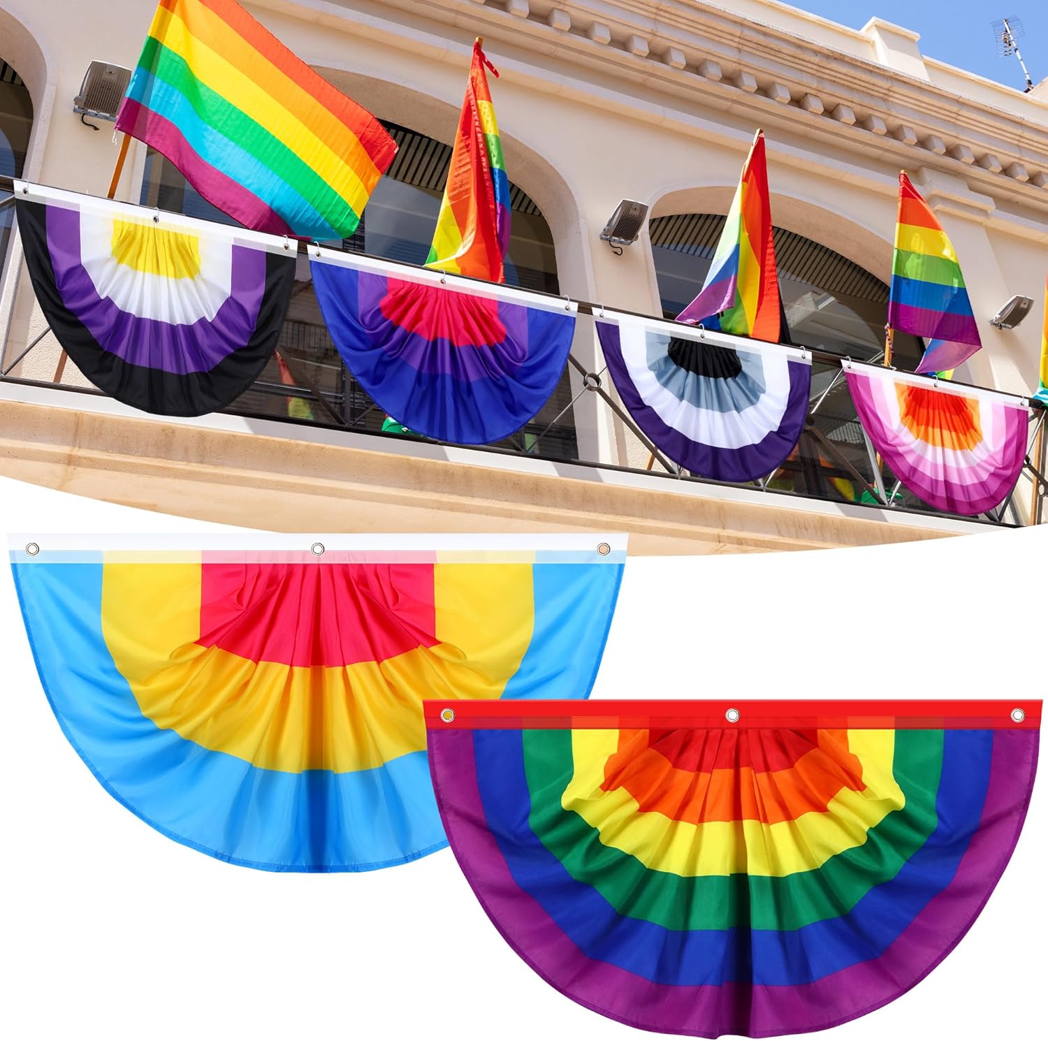 Amazon.com: Meonum 6 Pcs Rainbow Pride Bunting Flag All Inclusive ...