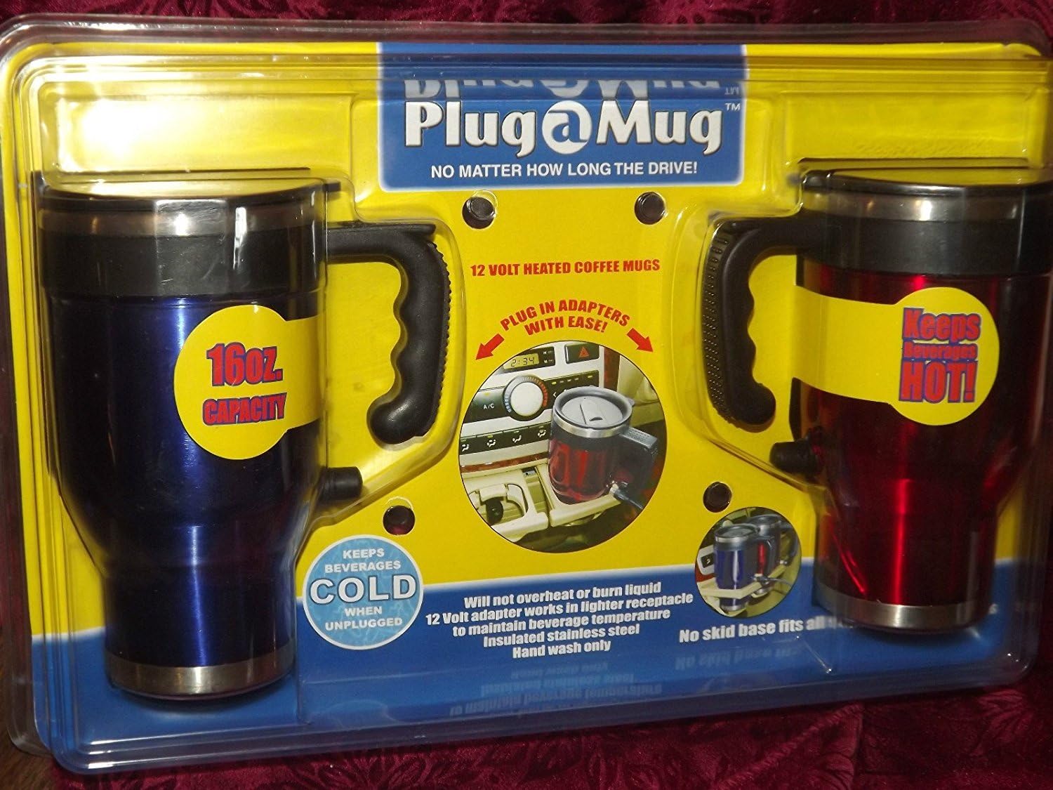 Amazon.com: Plug-a-Mug 12 Volt Heated Coffee Mugs - Dual Pack!: Home ...