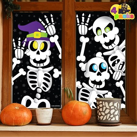 Amazon.com: JOYIN 4 Pcs Halloween Window Door Decoration Covers,3D ...