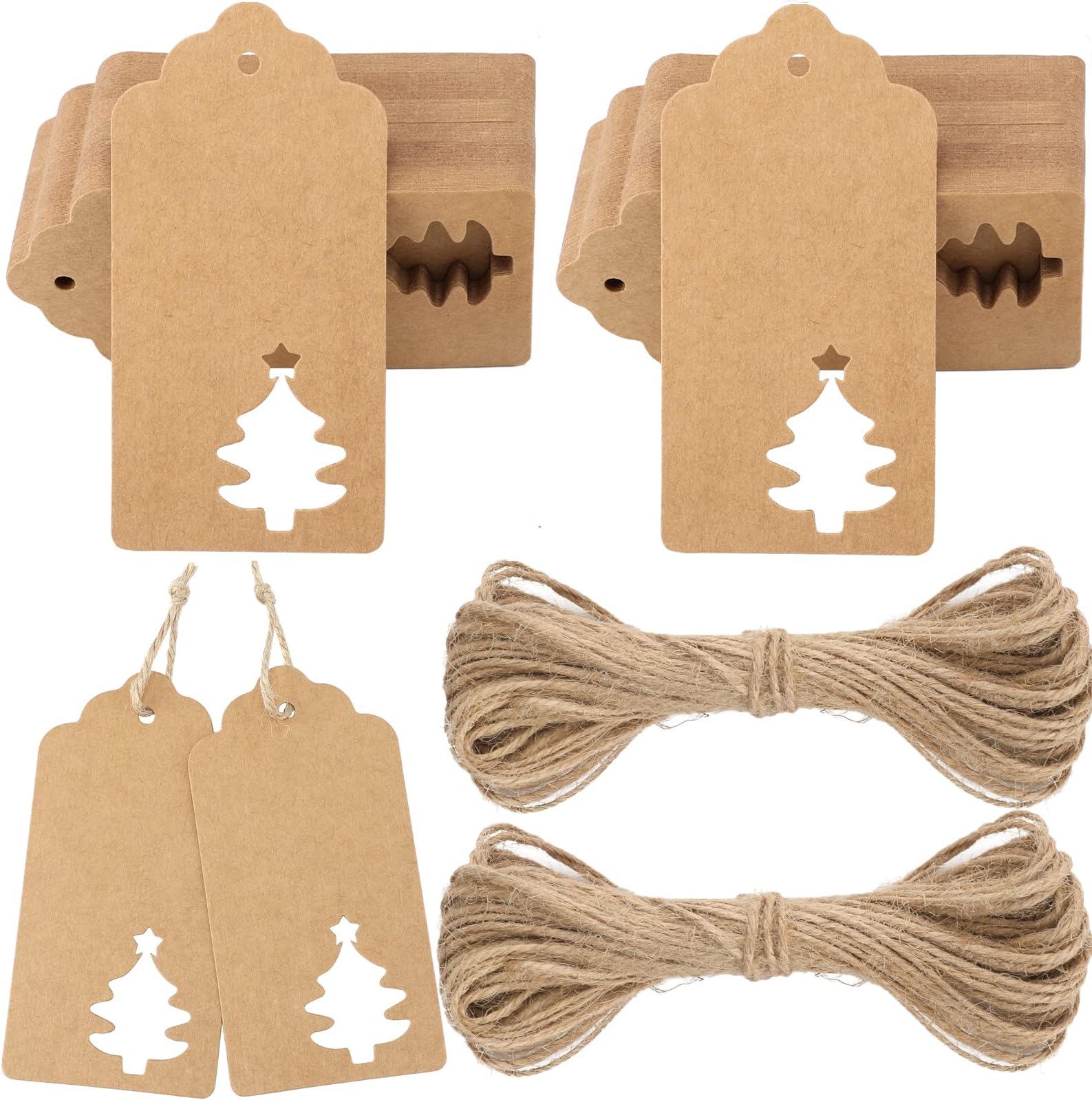 136 Pcs Christmas Tags, Xmas Gift Tags, Brown Gift Tags, Christmas ...