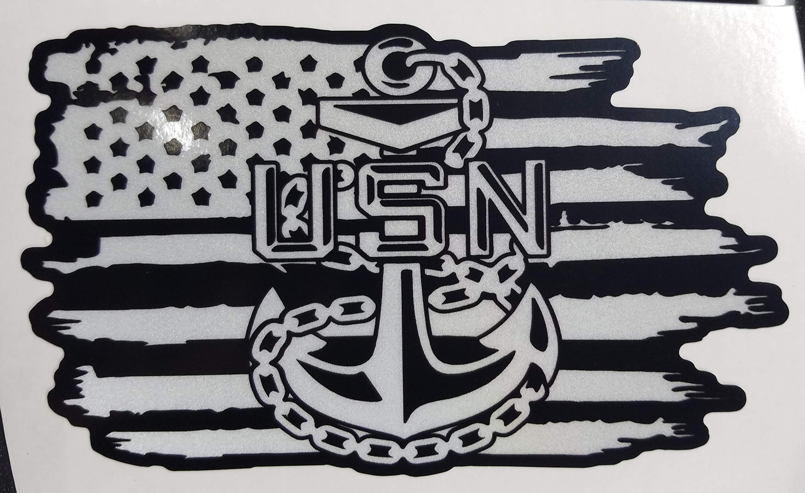 Buy Firehouse Graphics Reflective American US Navy Anchor USN USA Solid ...