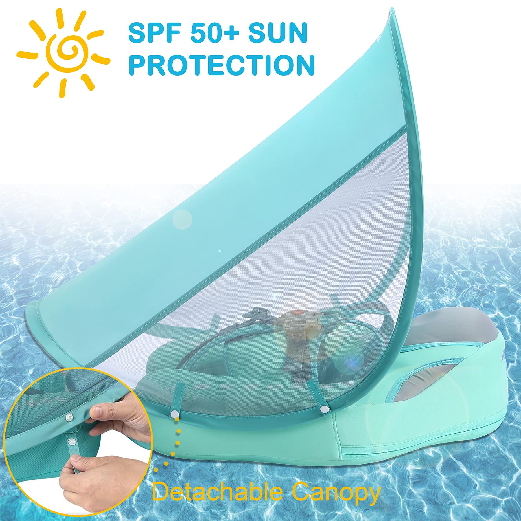 Baby Pool Float with Canopy UPF 50+, Non Inflatable Mambobaby Float ...