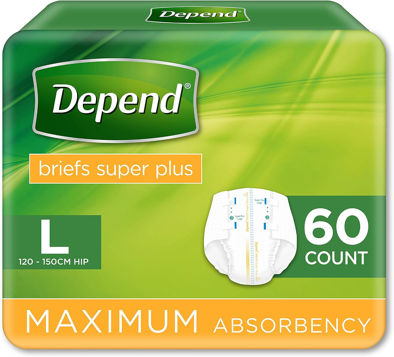 Depend Incontinence Briefs Unisex Super Plus Large 60 Count (4 x 15 ...