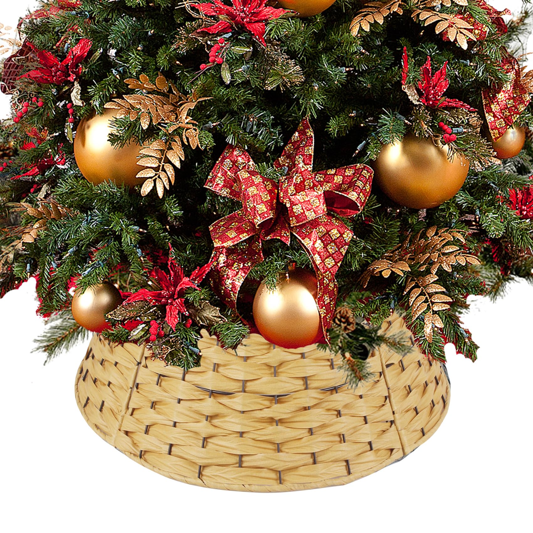 Amazon.com: Christmas Tree Collar 23'' D Handmade Artificial Rattan ...