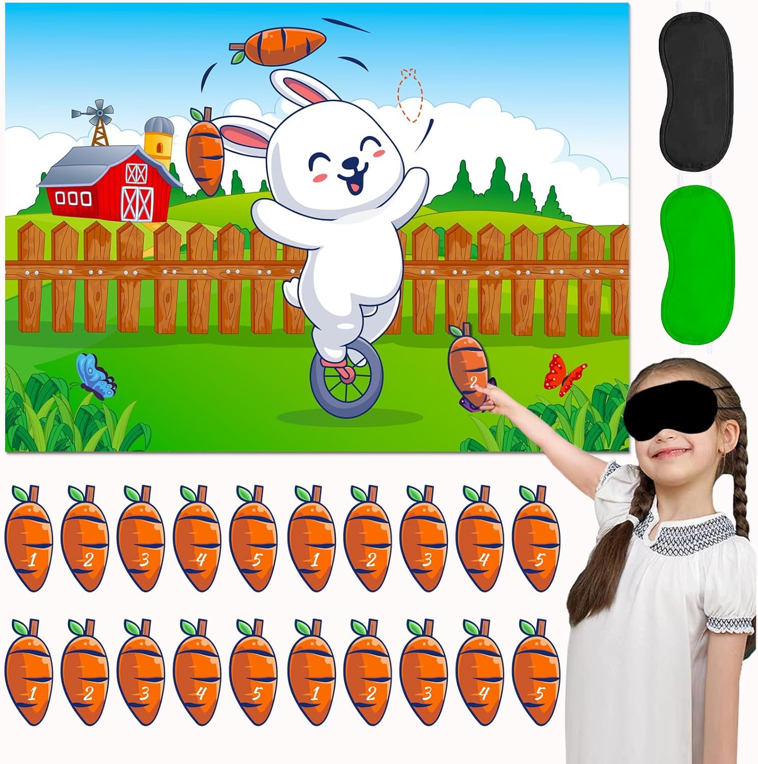 Amazon.com: Upgraded, Funny Farm Bunny Games for Kids, Pin The Carrot ...