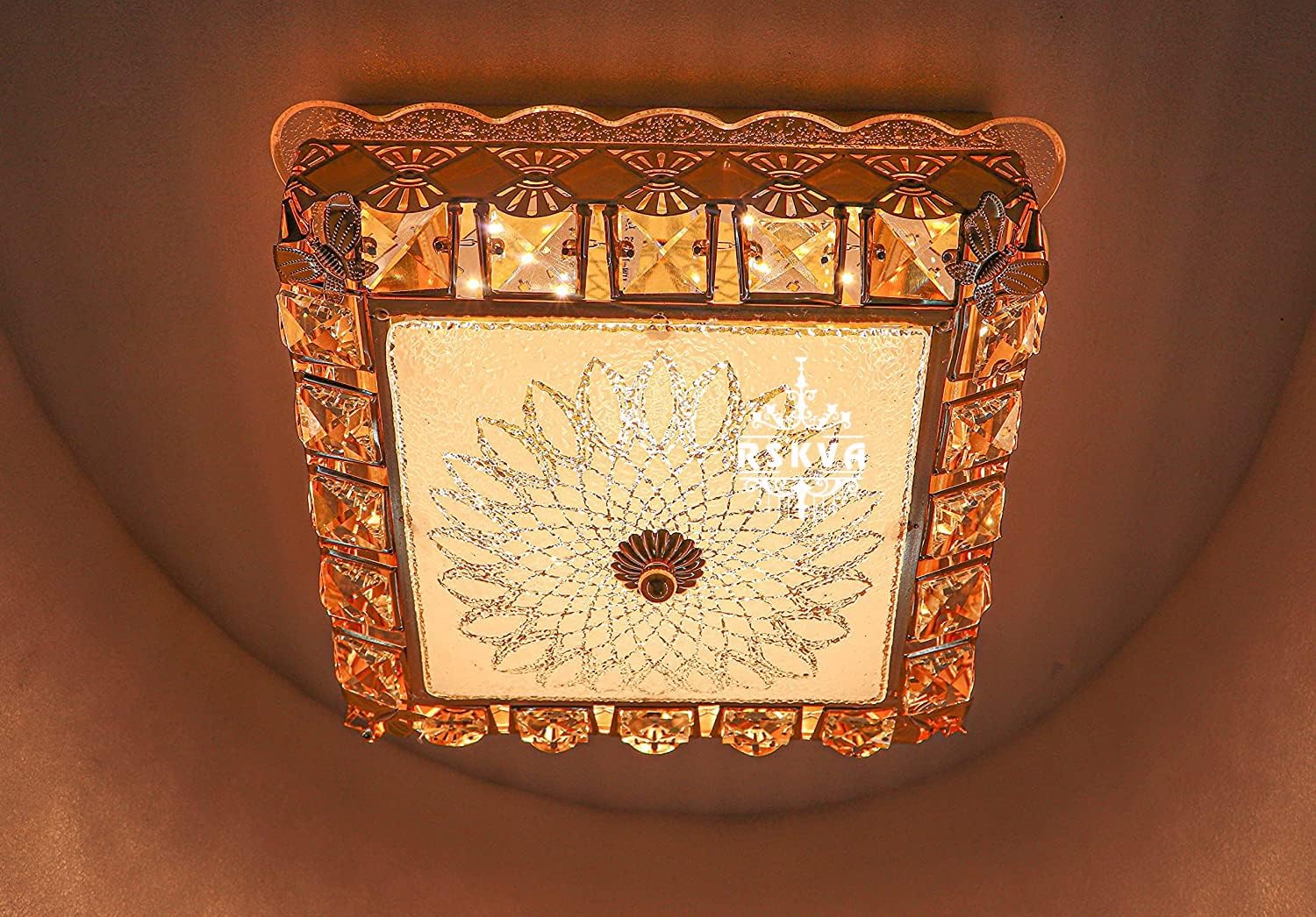 Buy RSKVA | Square Shape Chandelier Ceiling Lights & Lamps (Multicolour ...