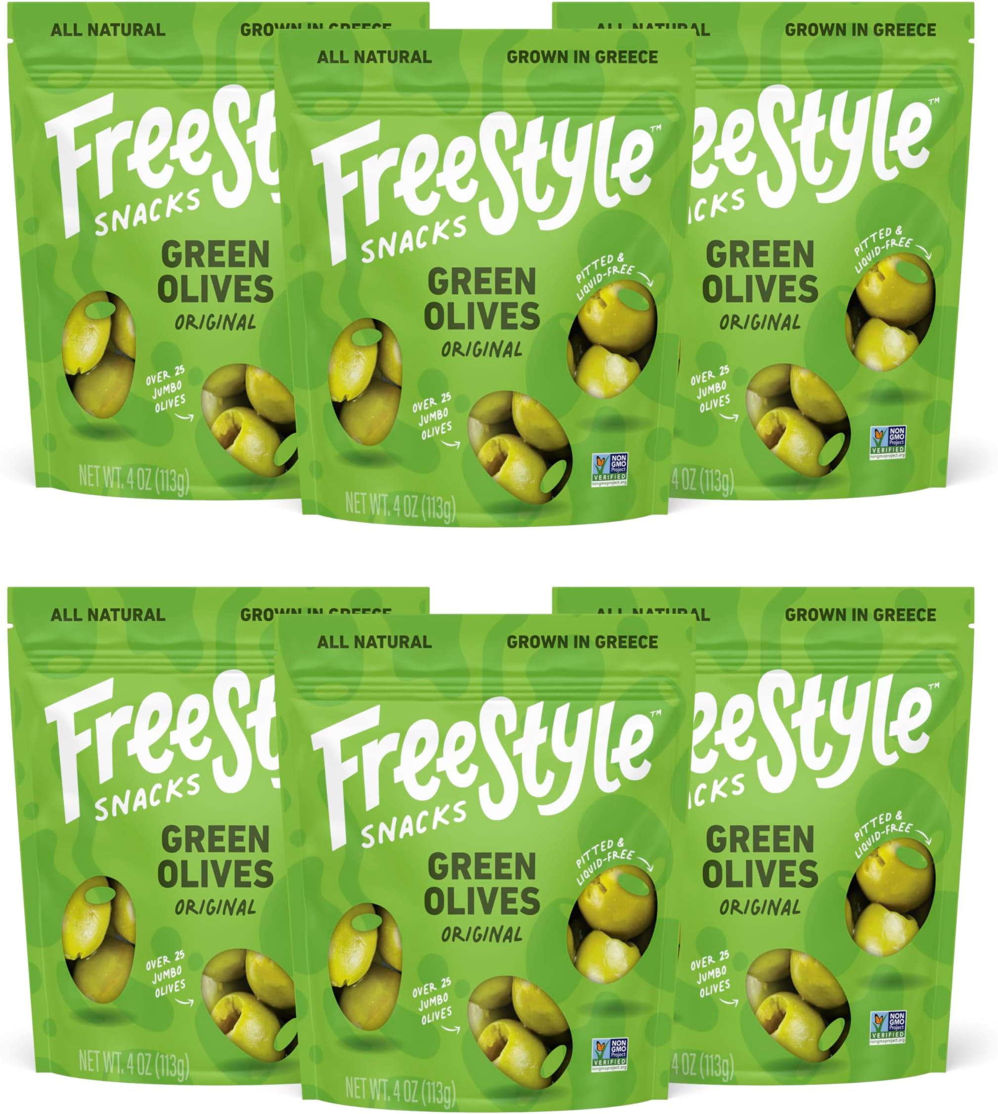 Amazon.com : Freestyle Snacks Olive Snack Packs - Fresh Pitted Green ...