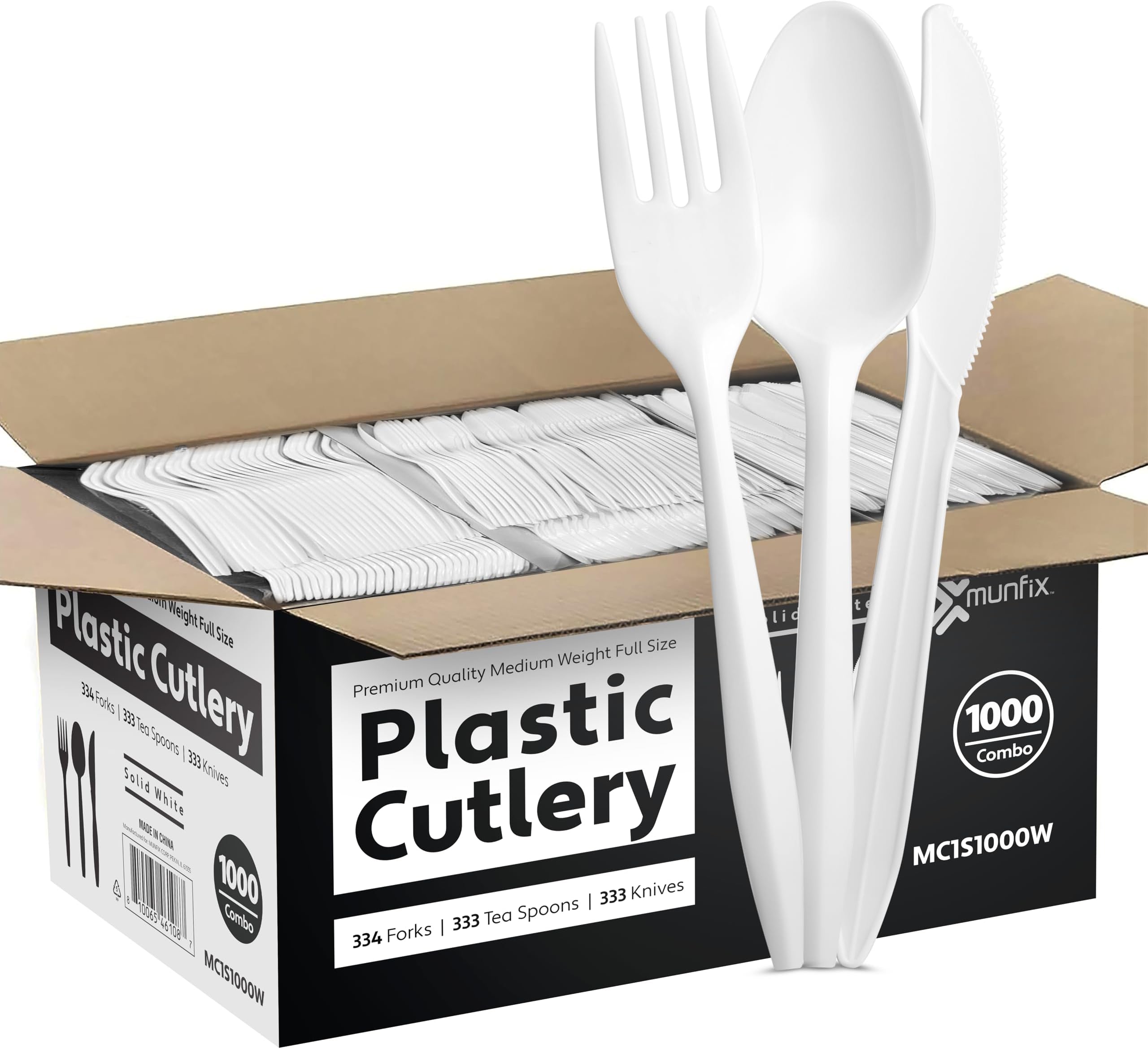 Amazon.com: 1000 Count White Silverware Set, 334 Plastic Forks, 333 ...