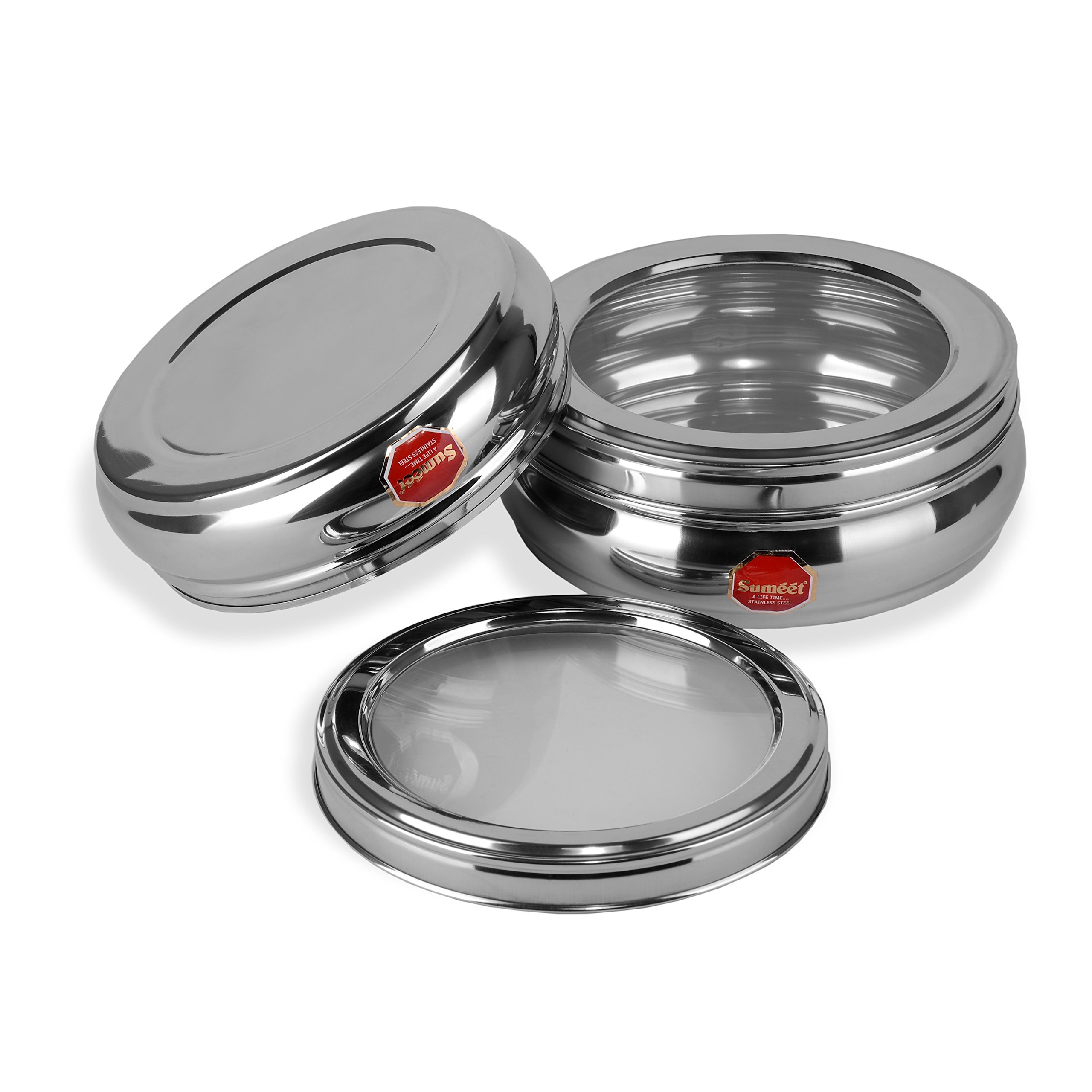 Snapklik.com : Sumeet Stainless Steel Belly Shape Flat Canisters/Puri ...